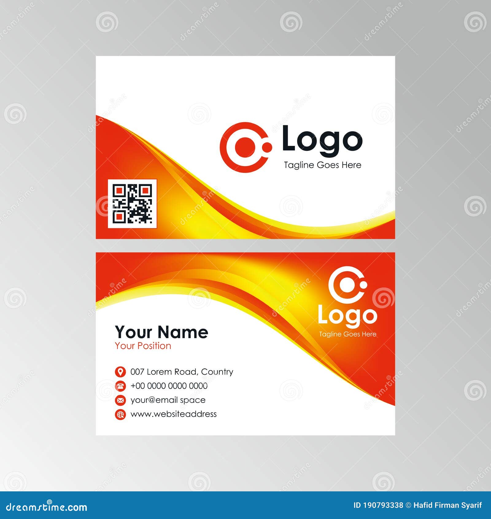 Fresh Orange Yellow Wavy Business Card Template Vector Stock Vector ... Fresh Orange Yellow Wavy Business Card Template Vector Stock Vector ...