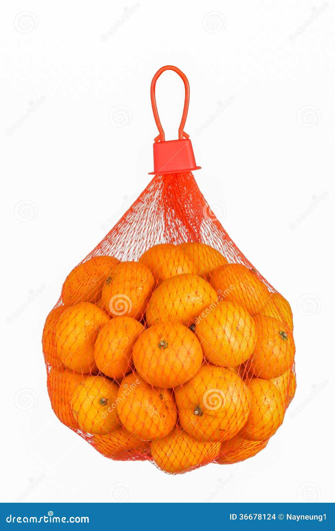 Fresh Oranges in Plastic Mesh Sack Isolated on White. Stock Photo ...