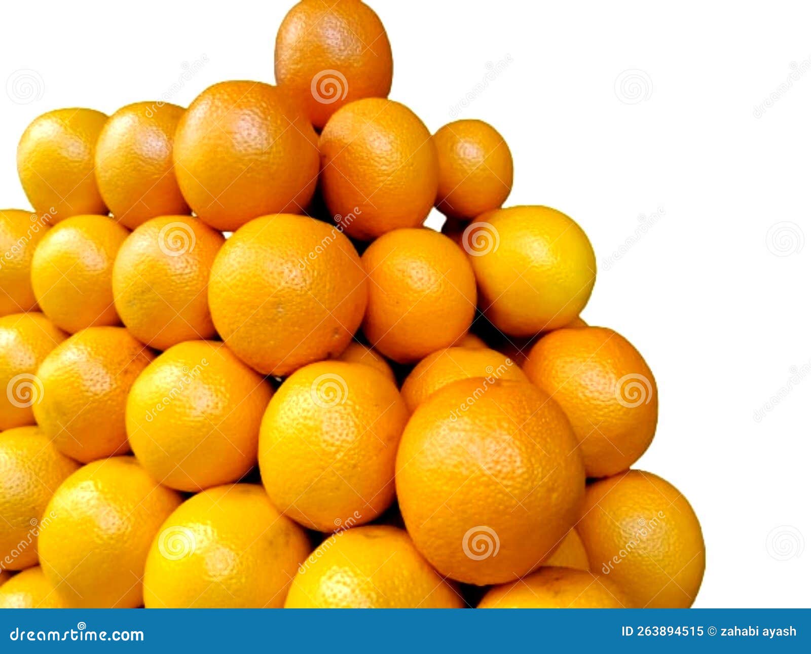 Fresh Oranges Stack Isolated White Background. Stock Image - Image of ...