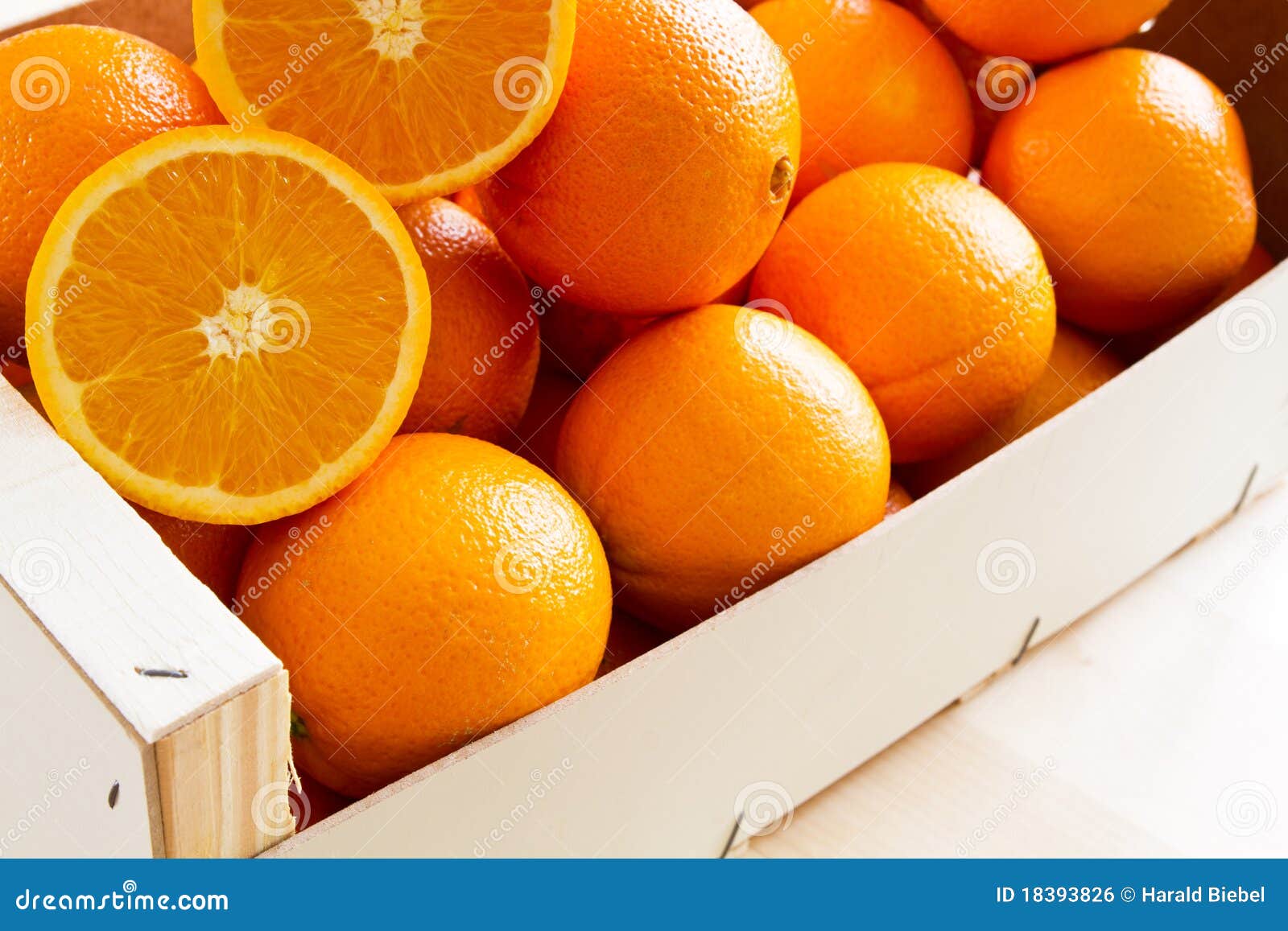 Fresh Oranges in a Wooden Box Stock Photo - Image of citrus, group ...