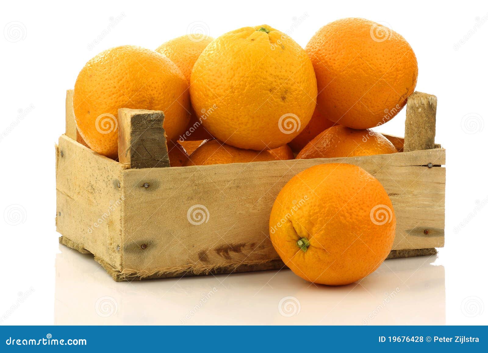 Fresh Oranges In A Wooden Box Stock Photo - Image of produce, freshness ...