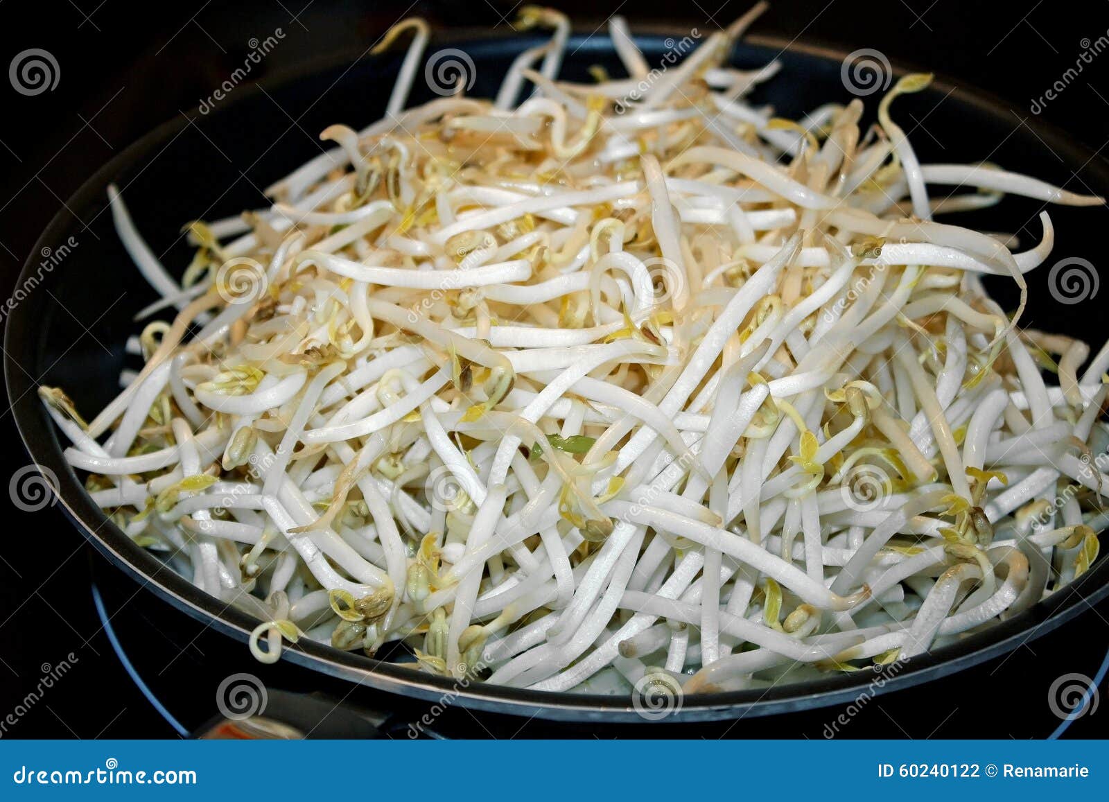 Fresh Organic Bean Sprouts in Skillet Ready for Cooking Stock Photo ...