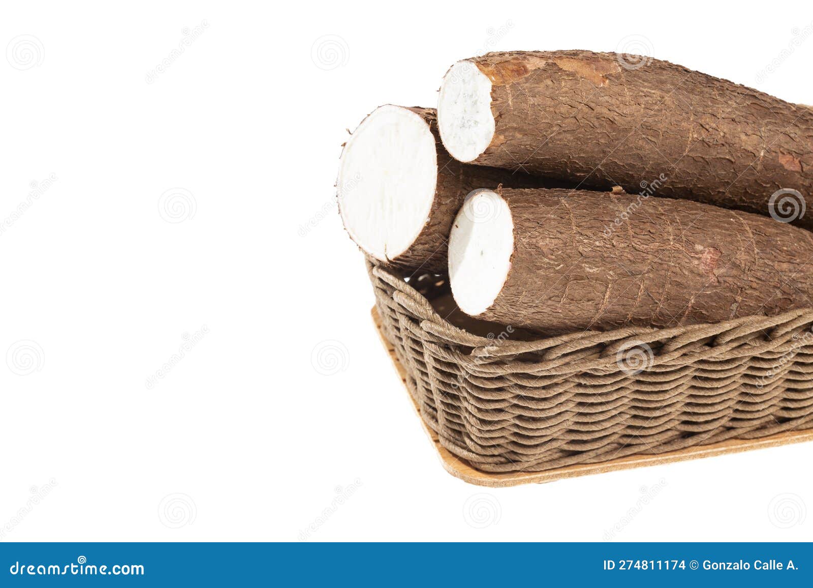 Fresh Organic Cassava Root - Manioc Esculenta on White Background Stock ...