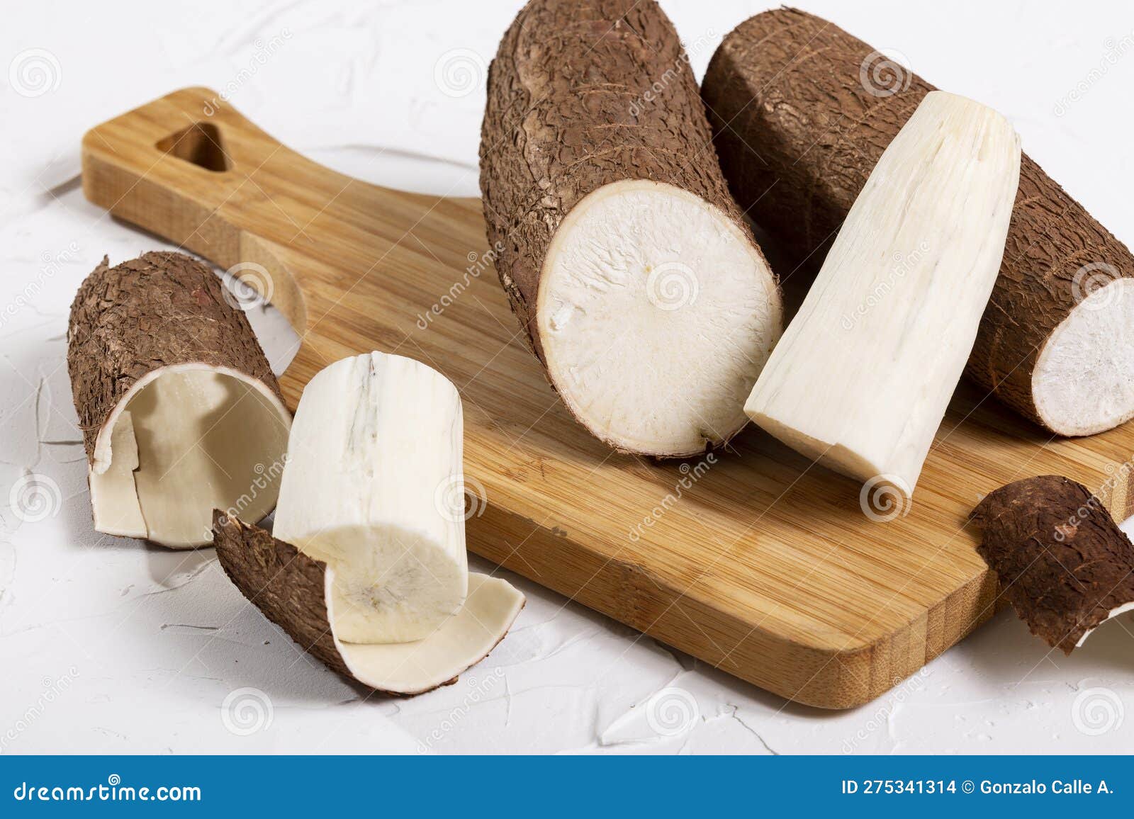 Fresh Organic Cassava Root - Manioc Esculenta on White Background Stock ...