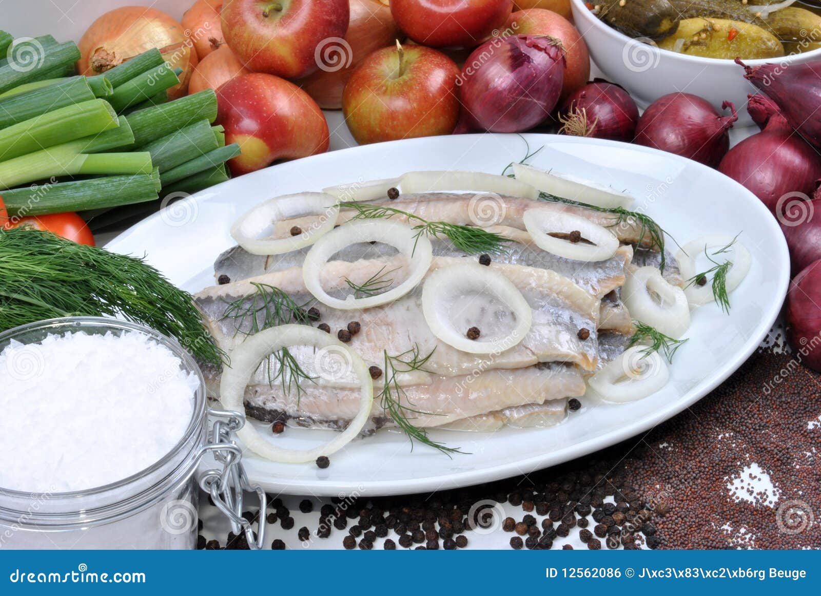 Fresh Organic Herring on a White Plate Stock Photo - Image of fish ...