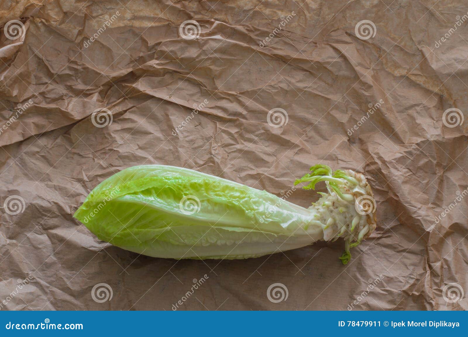Fresh Organic Lettuce on a Craft Paper Stock Image - Image of ...