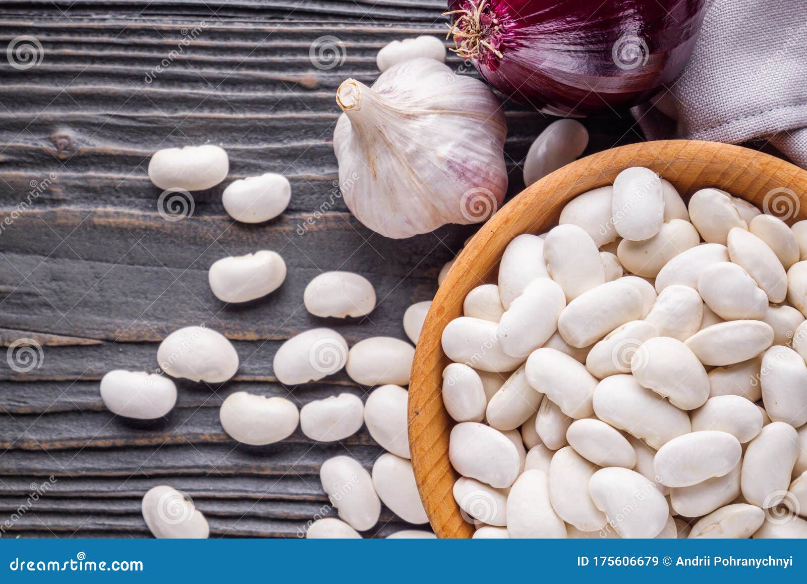 Fresh Organic Natural Beans on Wooden Rustic Background Stock Image ...