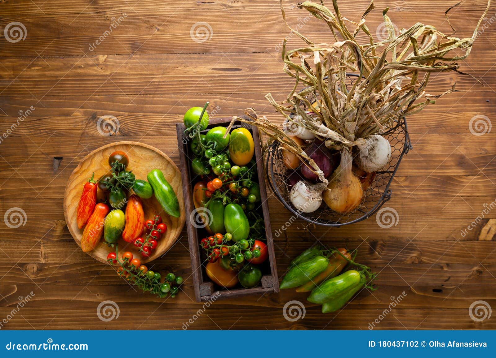 Fresh Organic Produce on Wooden Table Stock Photo - Image of harvest ...