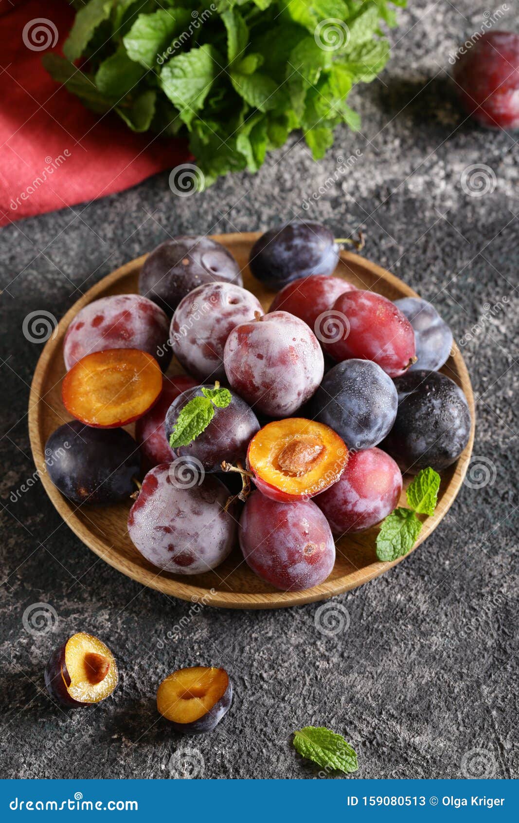 Fresh organic red plums stock image. Image of nature - 159080513