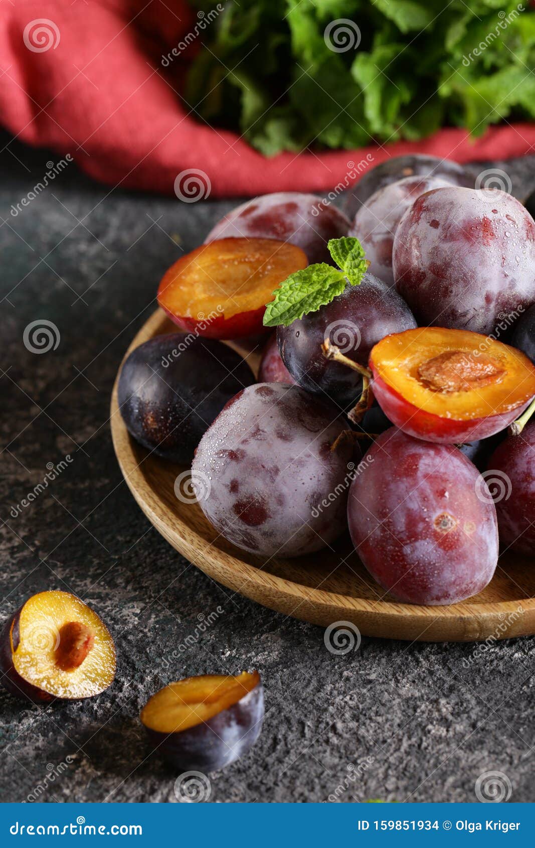 Fresh organic red plums stock photo. Image of autumn - 159851934