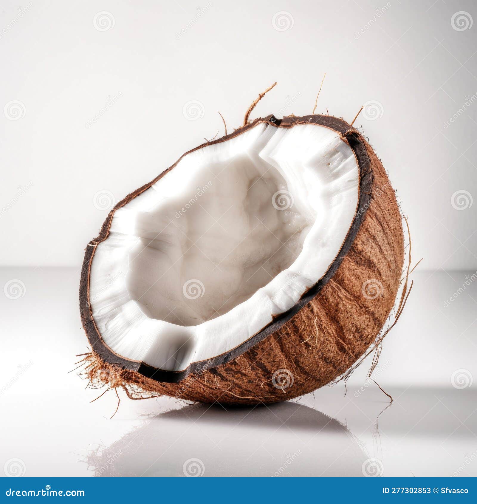 A Fresh Organic Ripe Raw Coconut Open in Half Generative AI ...