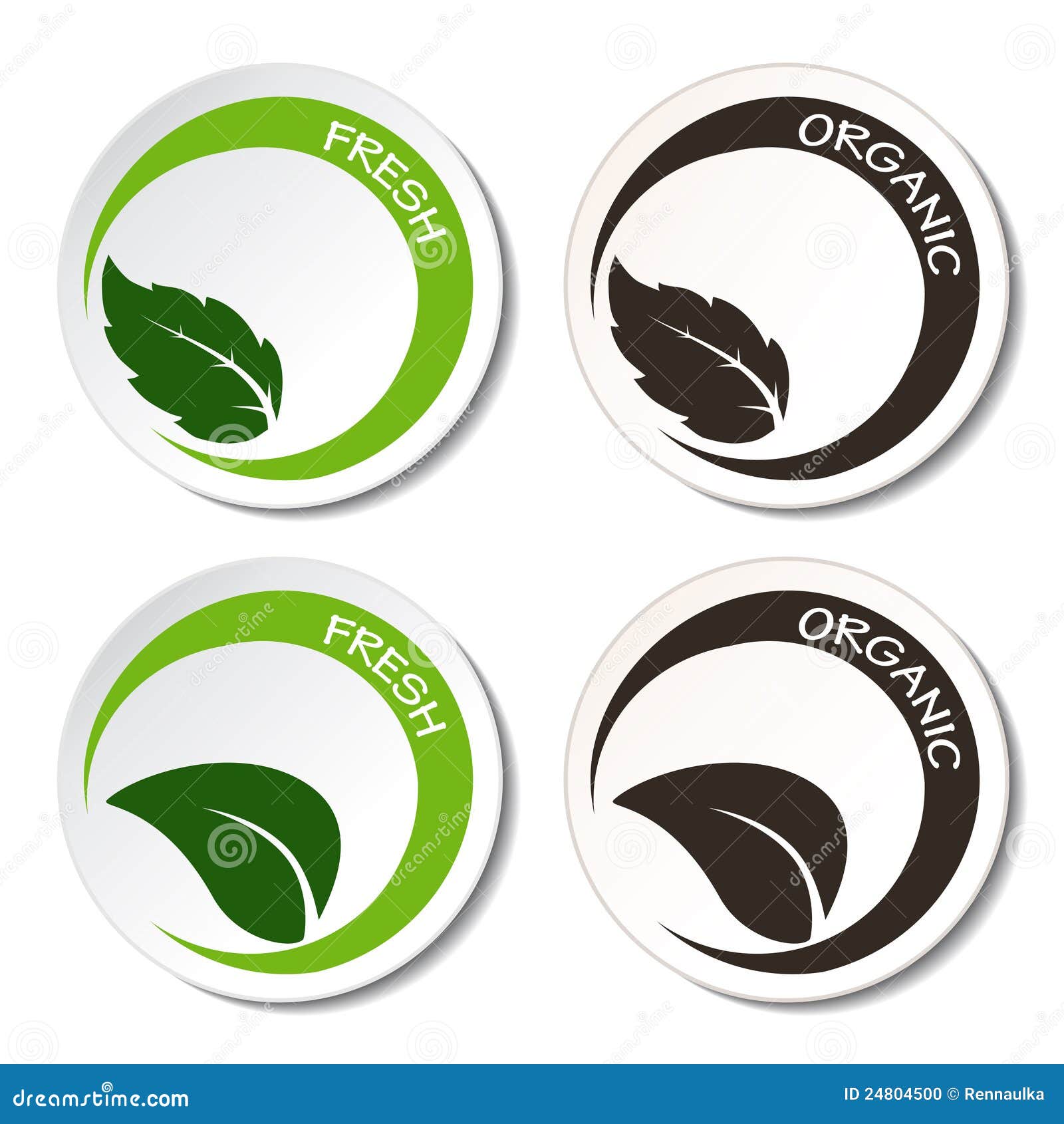 Fresh and Organic Symbols with Leaf Stock Vector - Illustration of ...