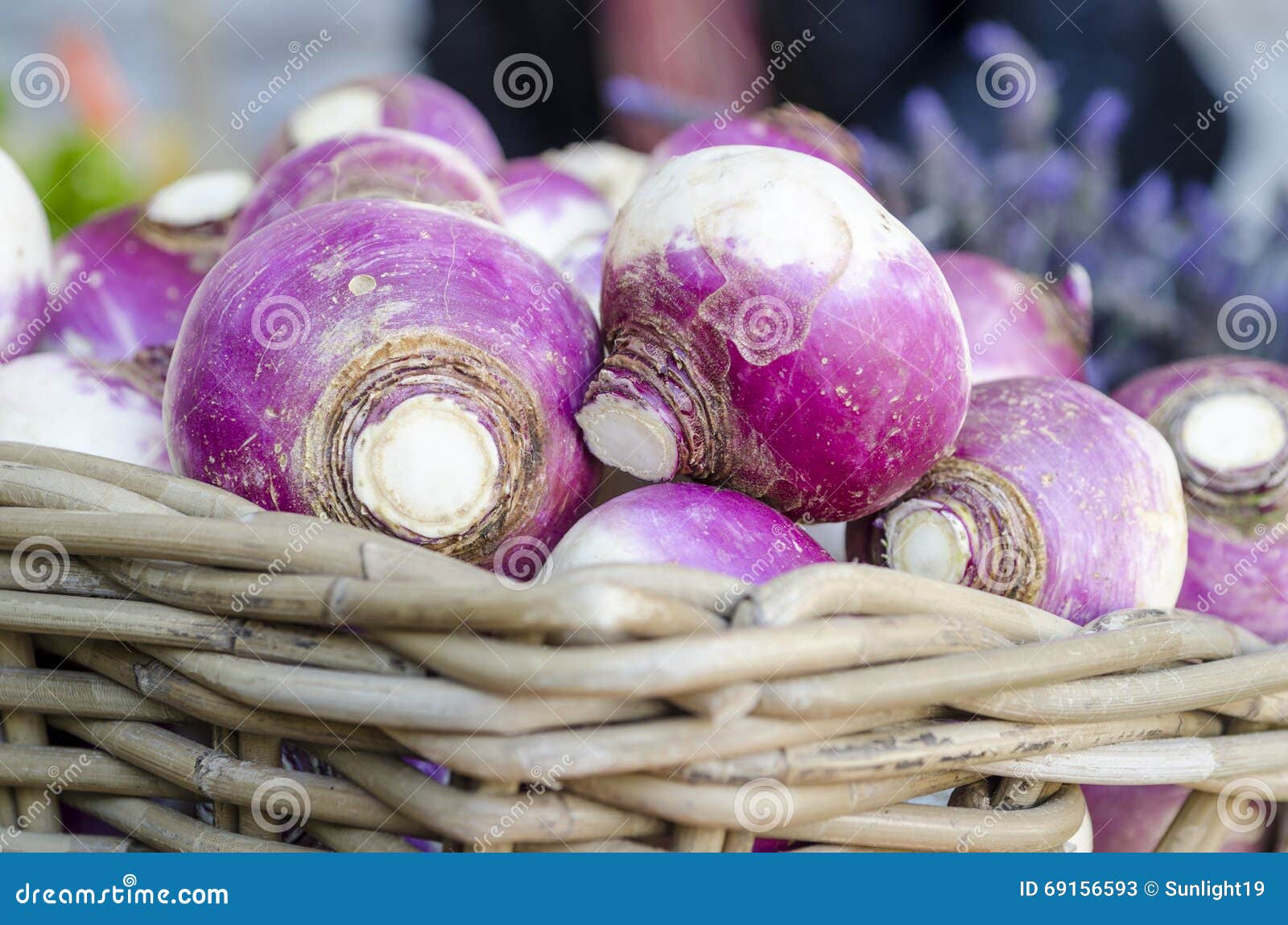 Fresh Organic Turnip on a Basket at Market Stock Image - Image of food ...
