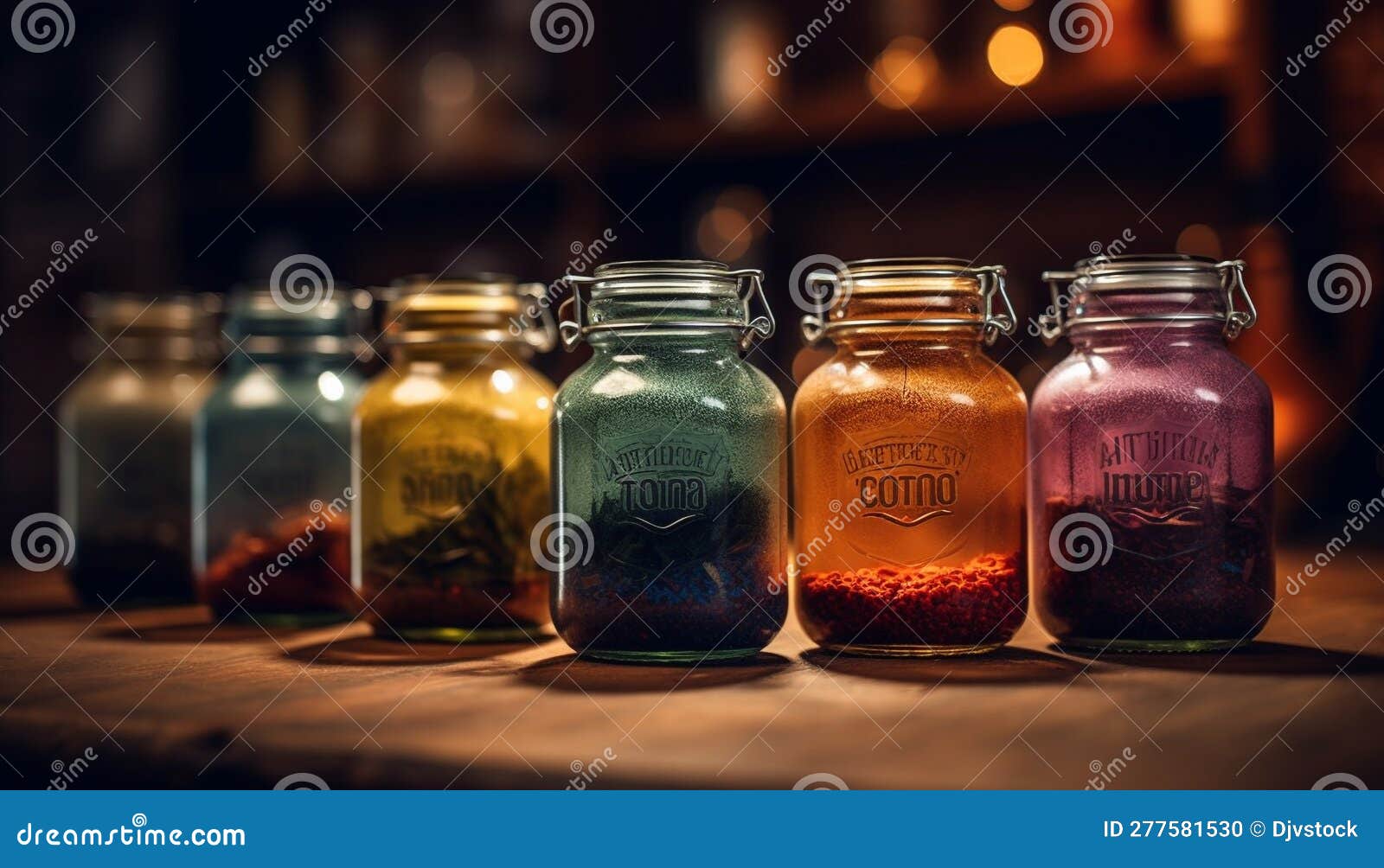 Fresh Organic Vegetable Collection in Multi Colored Glass Jars on Table ...