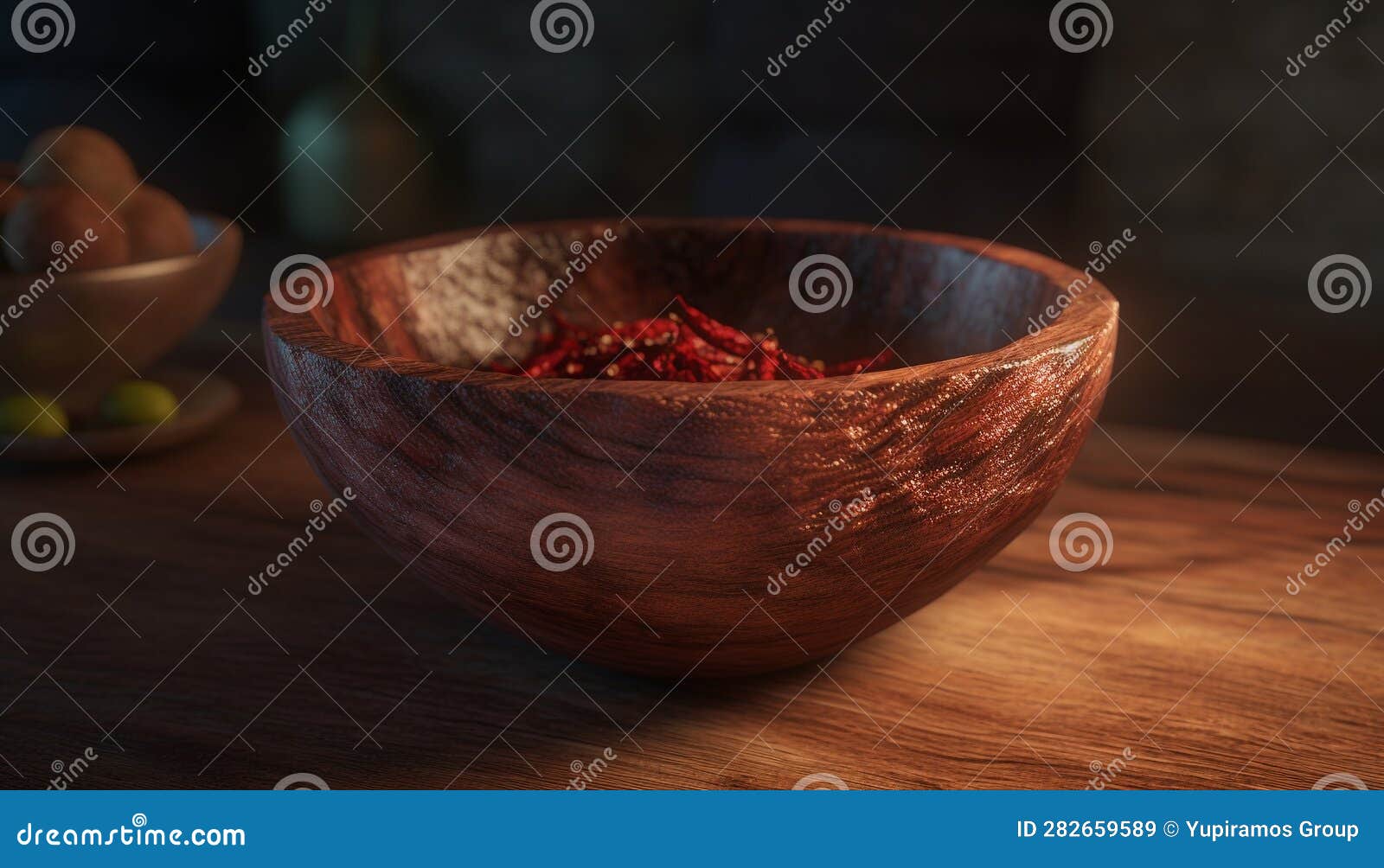 Fresh Organic Vegetable Seasoning in Rustic Wooden Bowl on Table ...
