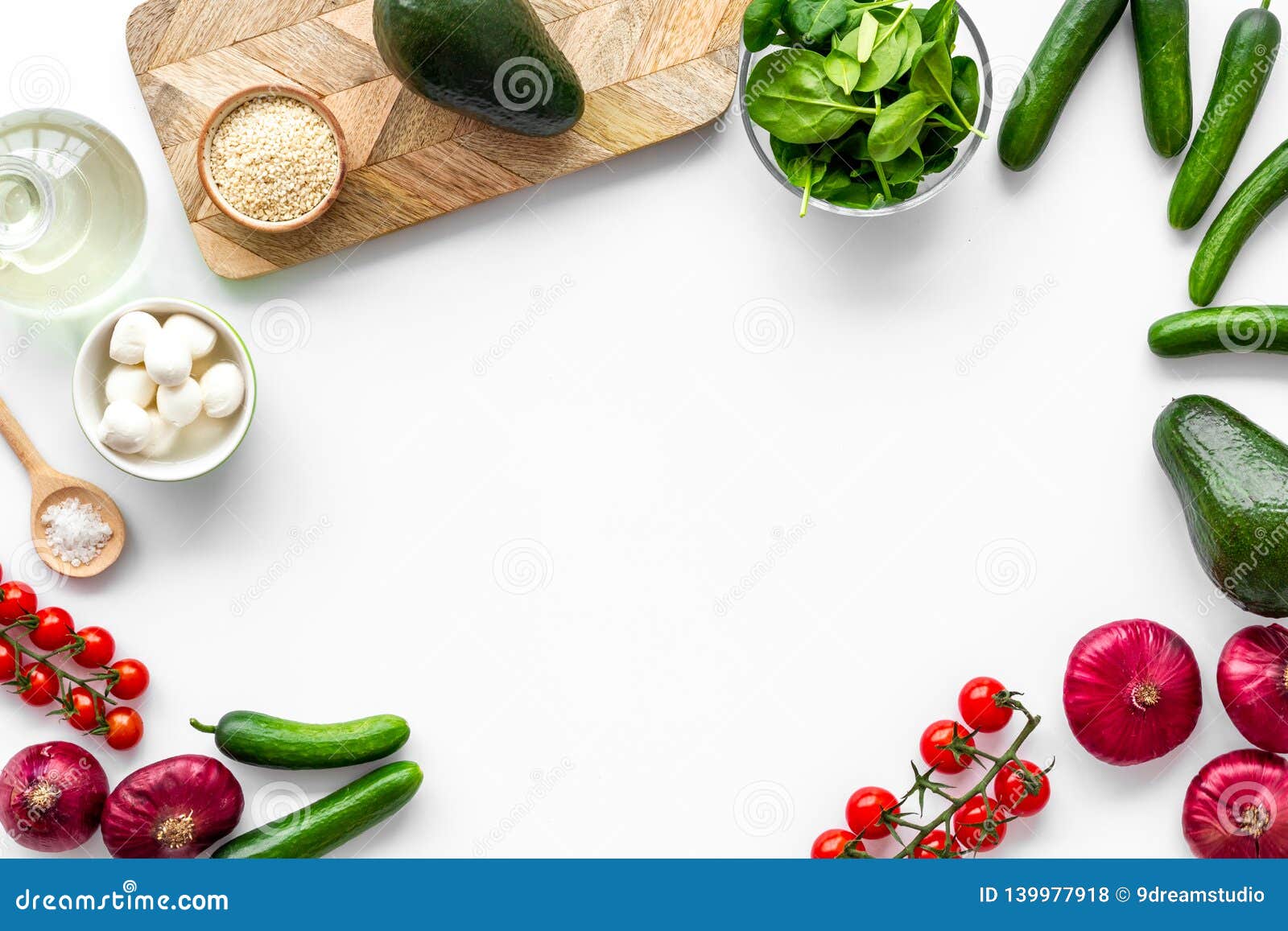 Fresh Organic Vegetables on White Background Top View Space for Text ...