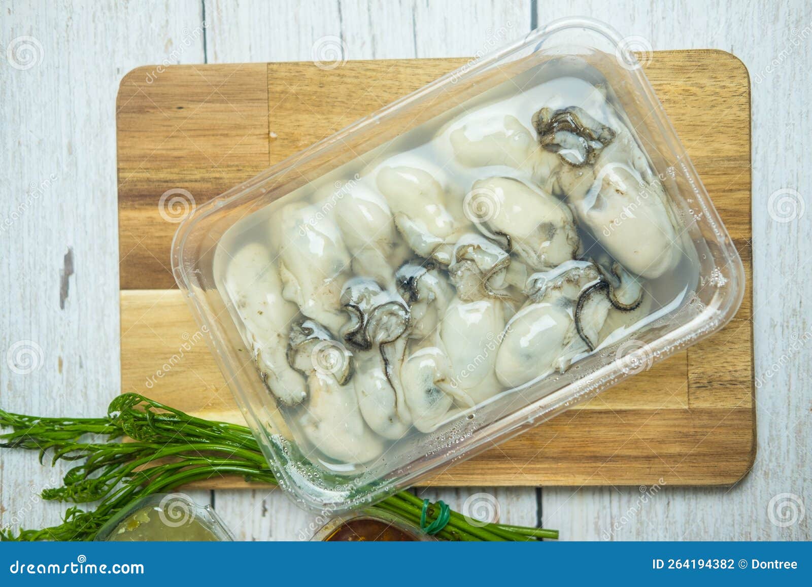 Fresh Oyster in Box with Acacia Pennata Stock Photo - Image of onion ...