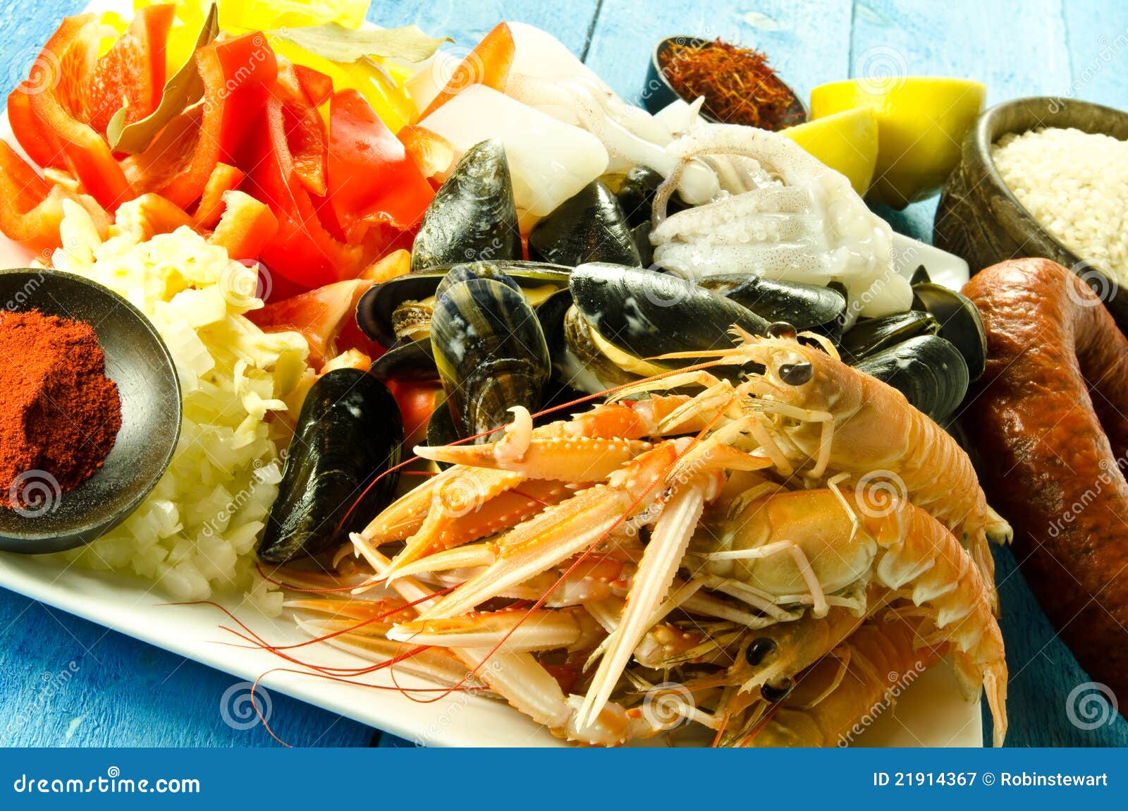 Fresh paella ingredients stock image. Image of capsicum - 21914367