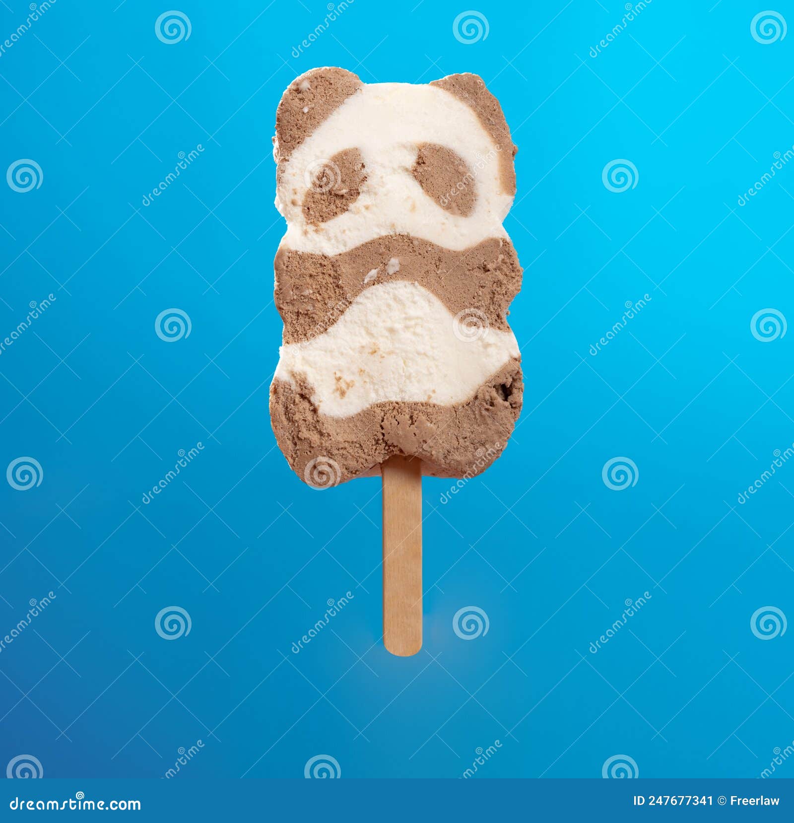 Fresh Panda Shape Popsicle on Blue Background Stock Image - Image of ...