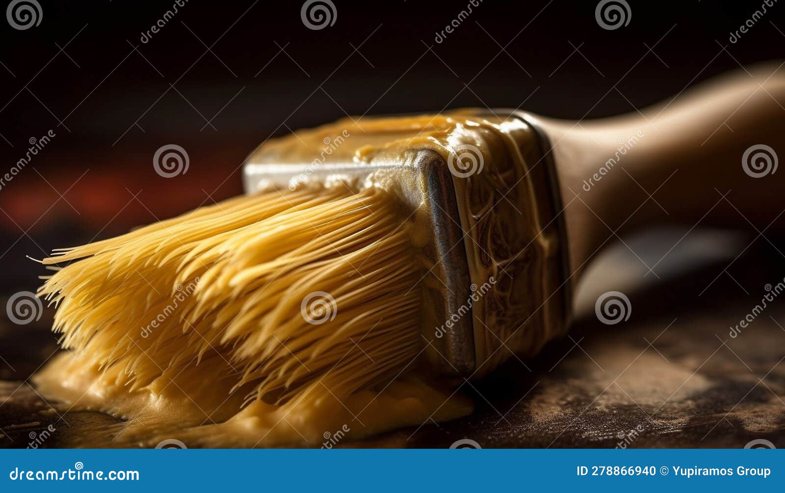 Fresh Pasta Brushed with Yellow Paint on Rustic Wooden Plank Generated ...