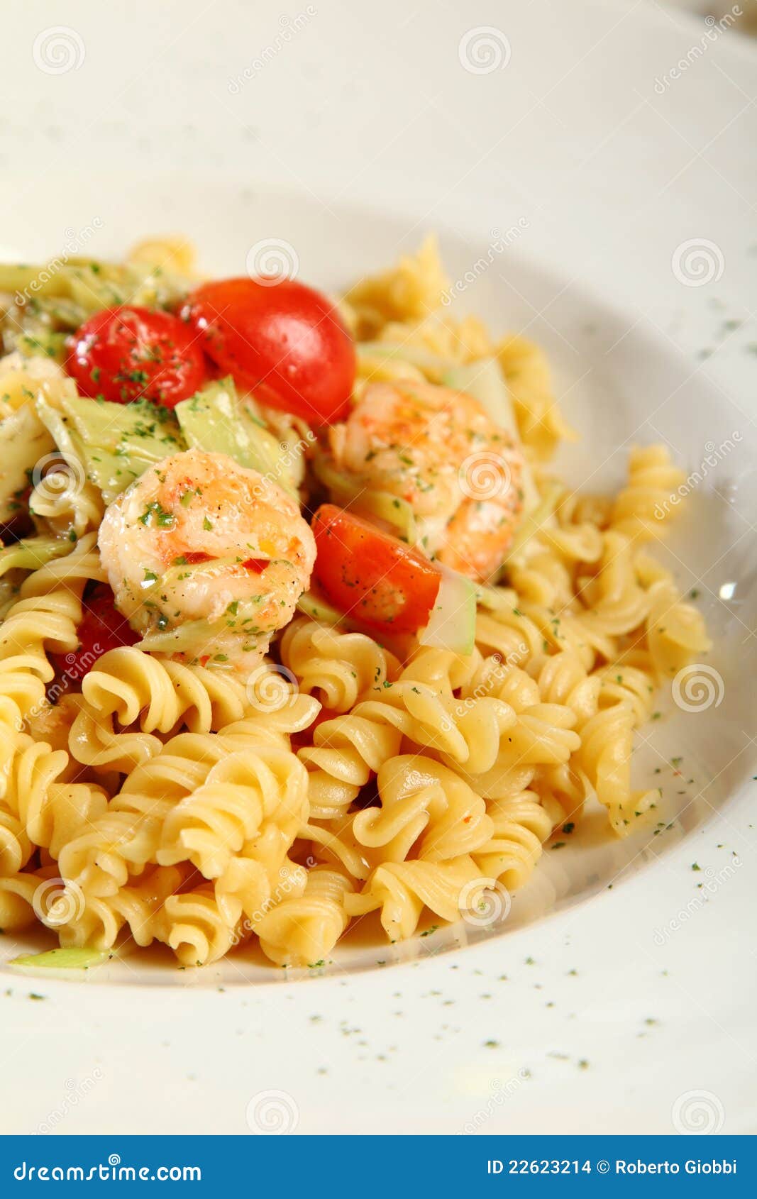 Fresh Pasta Fusilli with Shrimps Stock Photo - Image of meal, fusilli ...