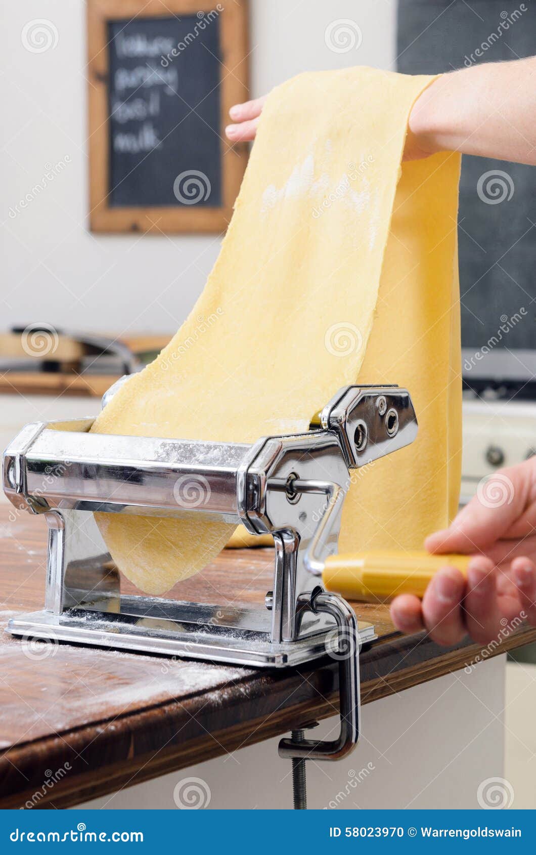 Fresh pasta making process stock photo. Image of flour - 58023970