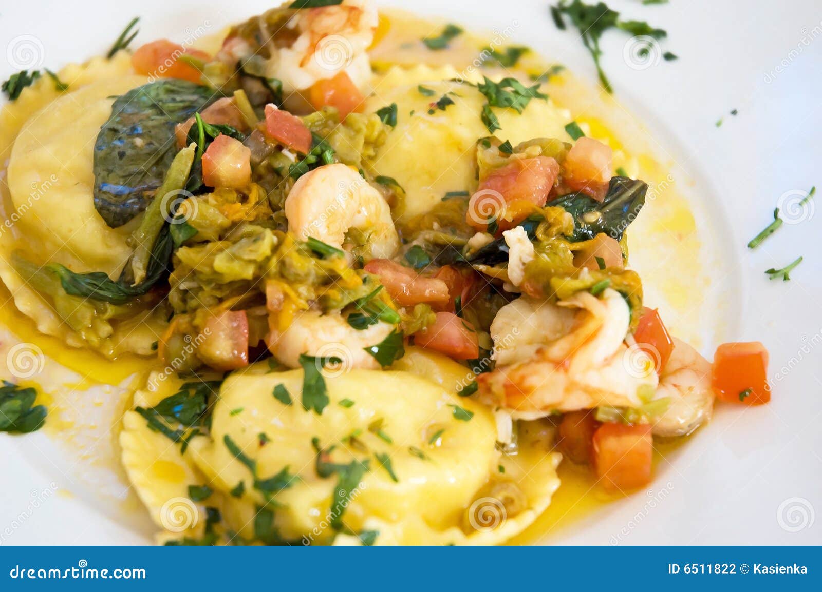 Fresh Pasta Ravioli Filled Seafood Stock Photo - Image of nutrient ...