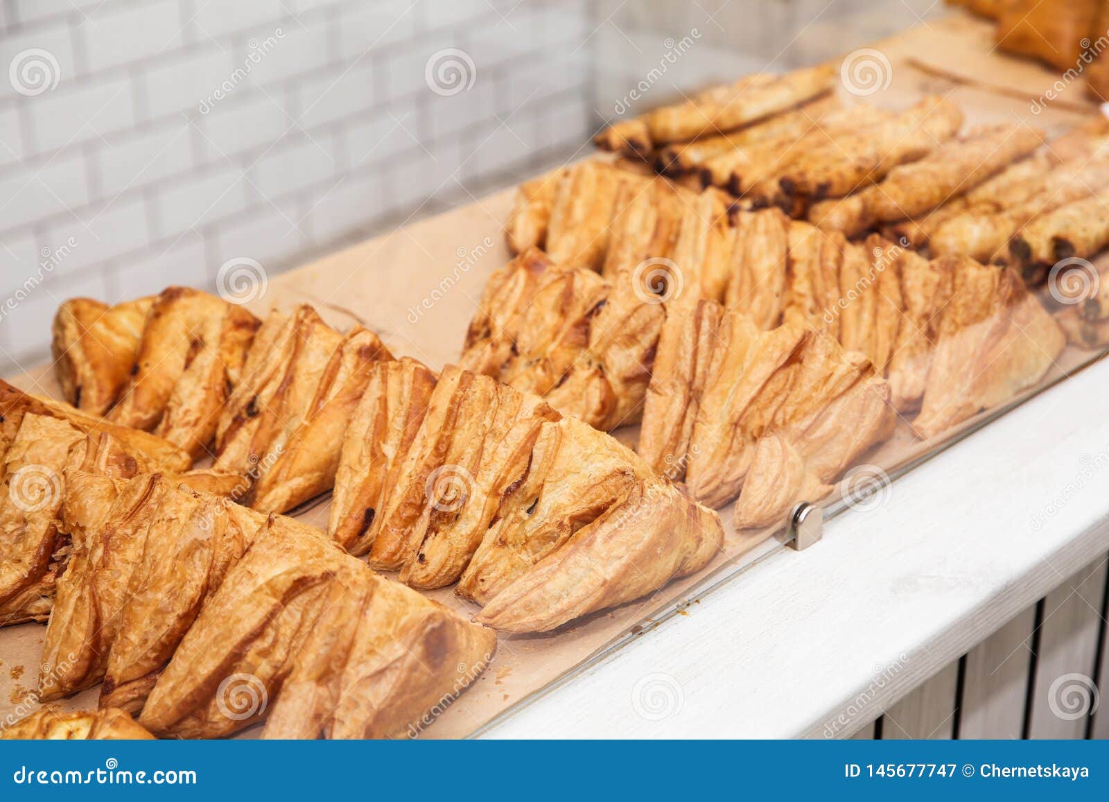 Fresh Pastries on Counter in Bakery Store Stock Image - Image of ...