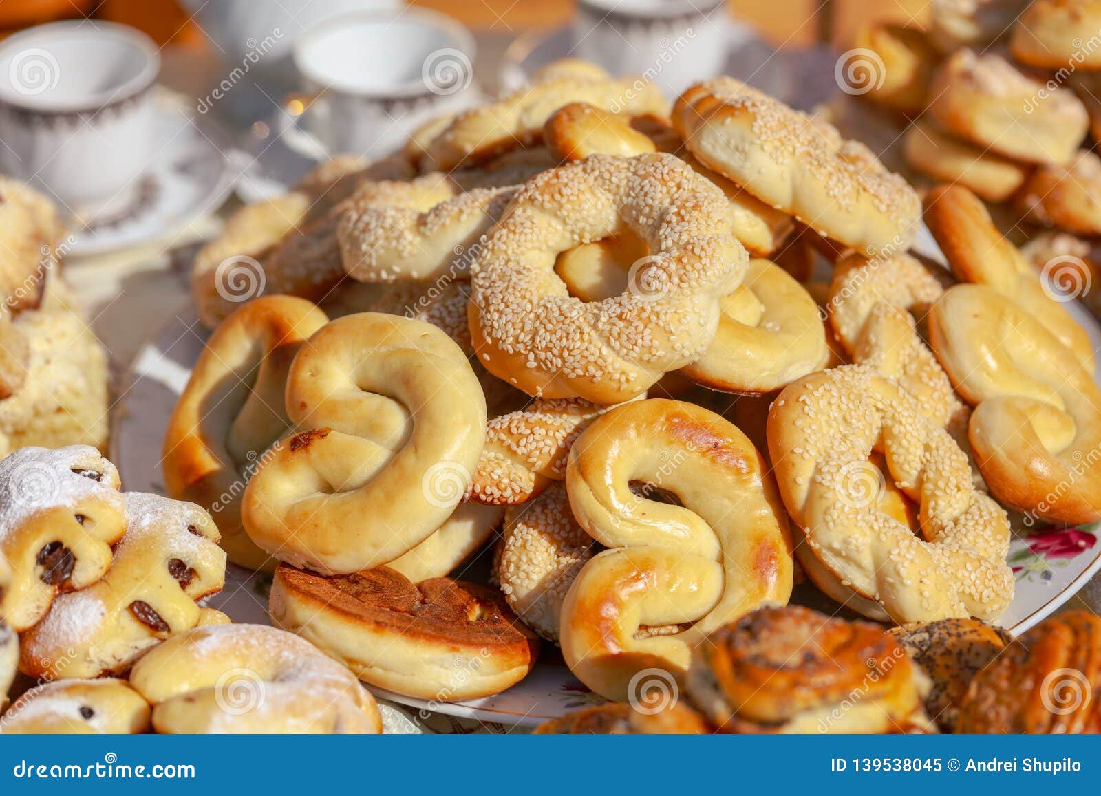 Fresh Pastries for Sale in the Market Stock Image - Image of food ...