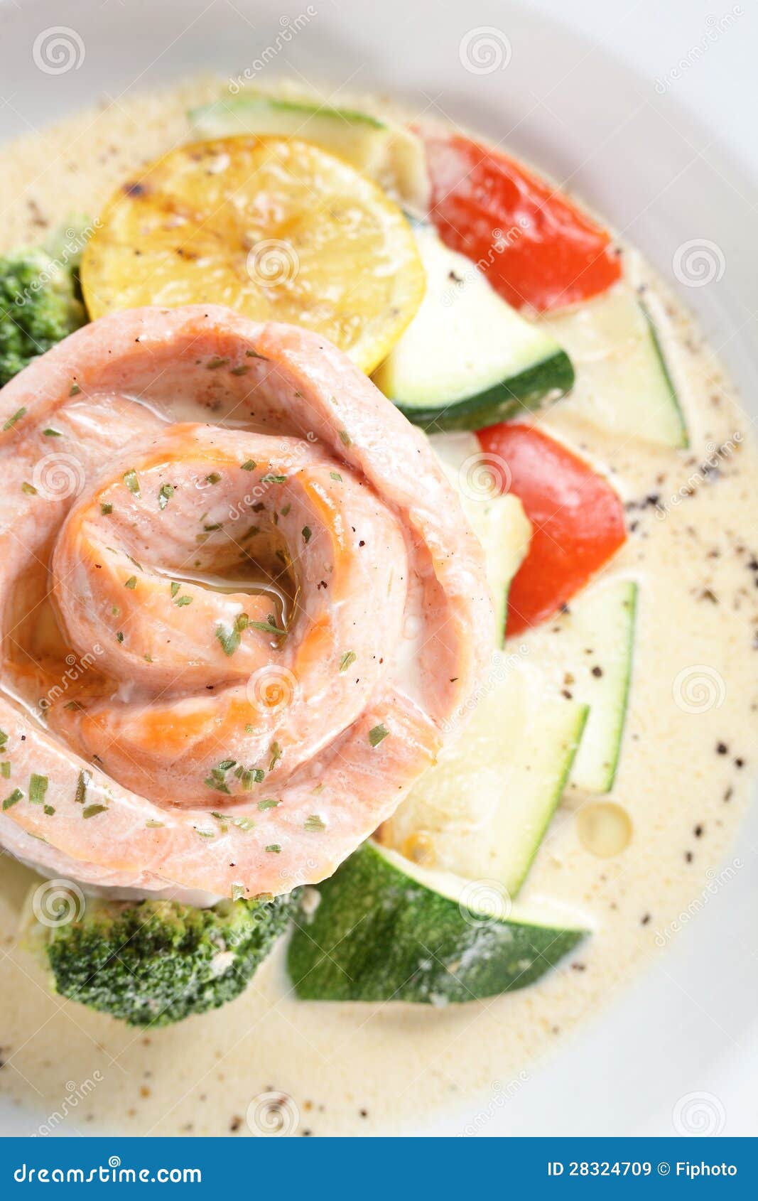 Fresh Peace of Fish with Garnish Stock Image - Image of food, dinner ...