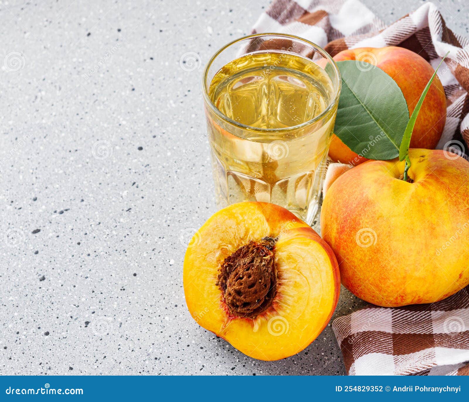 Fresh Peach Cider on a Gray Stone Background Stock Photo - Image of ...