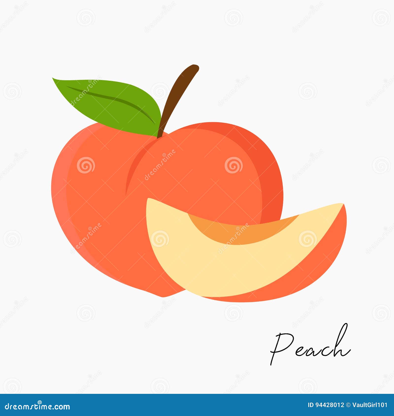 Fresh Peach Vector stock vector. Illustration of juicy - 94428012