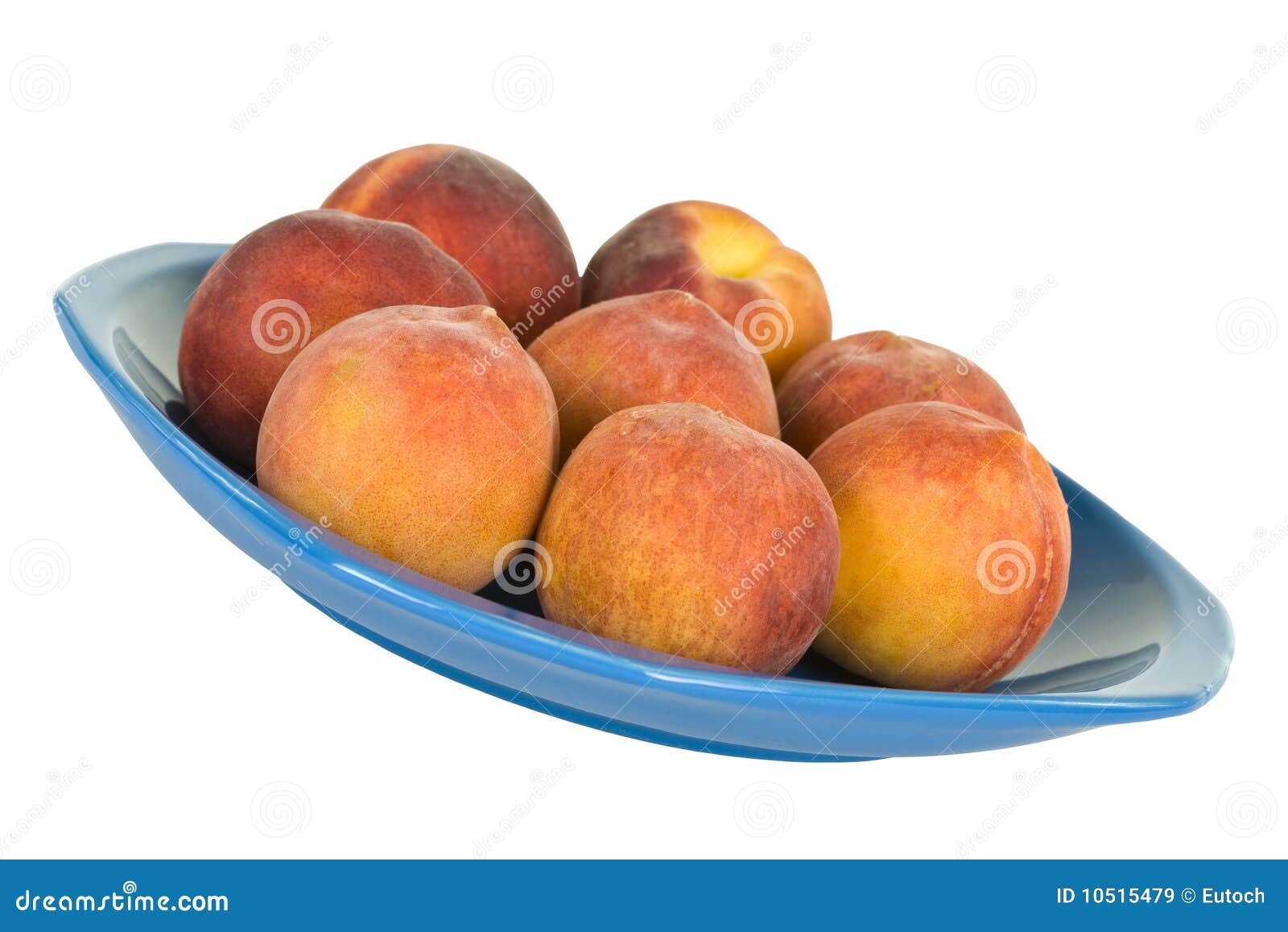 Fresh Peaches on Blue Plate Stock Image - Image of ripe, blue: 10515479