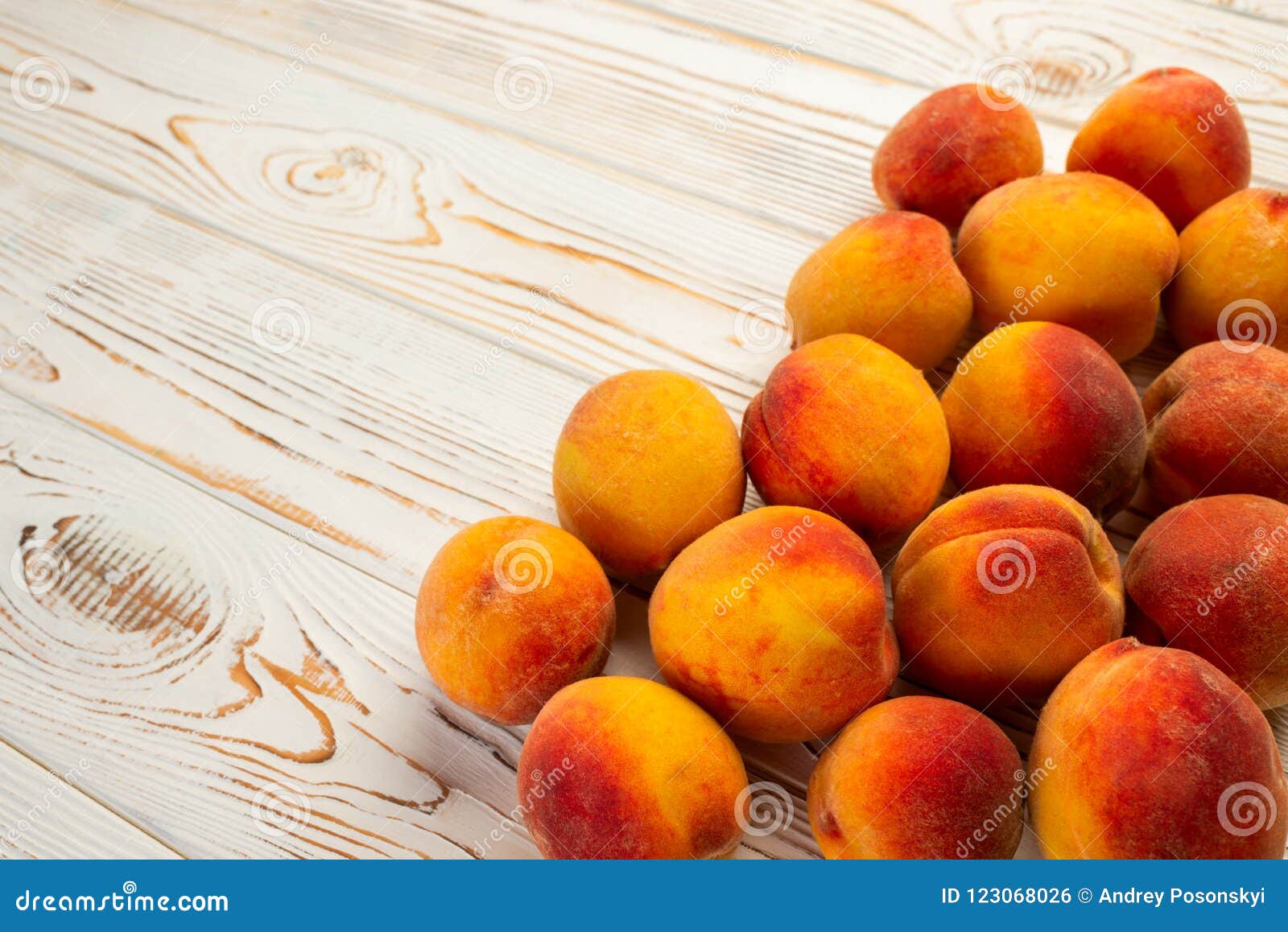 Fresh peaches on the table stock photo. Image of nature - 123068026