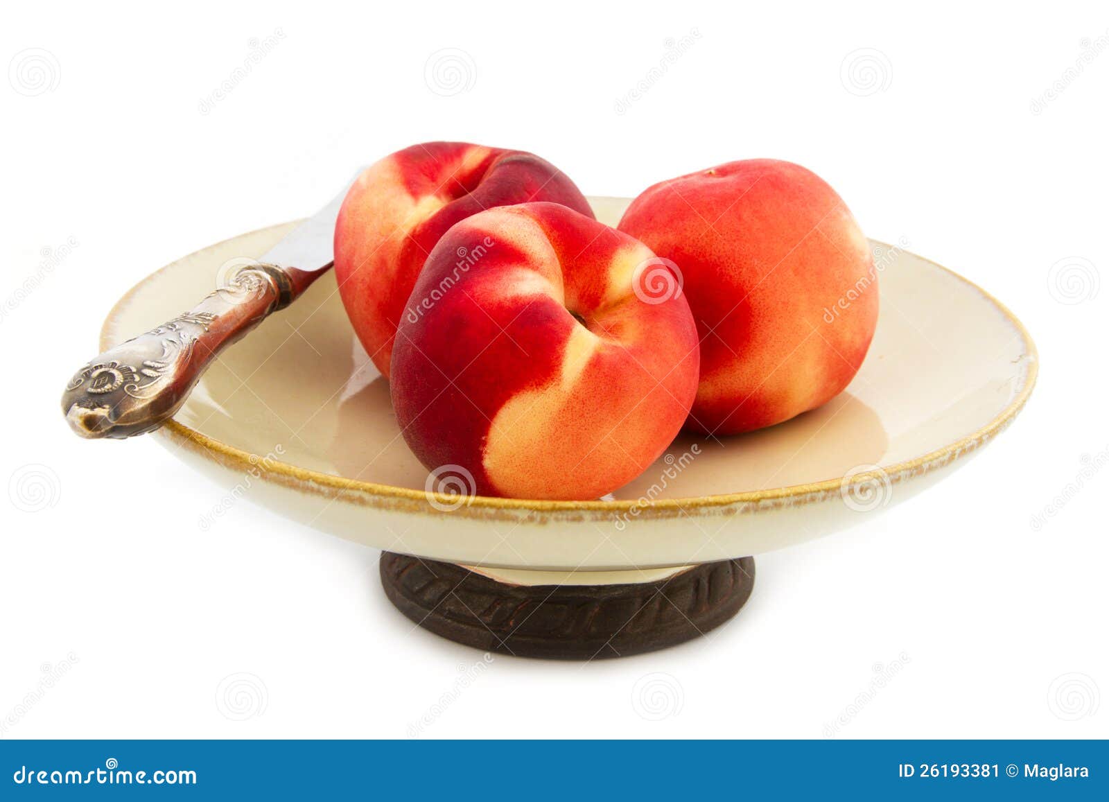 Fresh Peaches on Vintage Plate Stock Image - Image of peach, bright ...