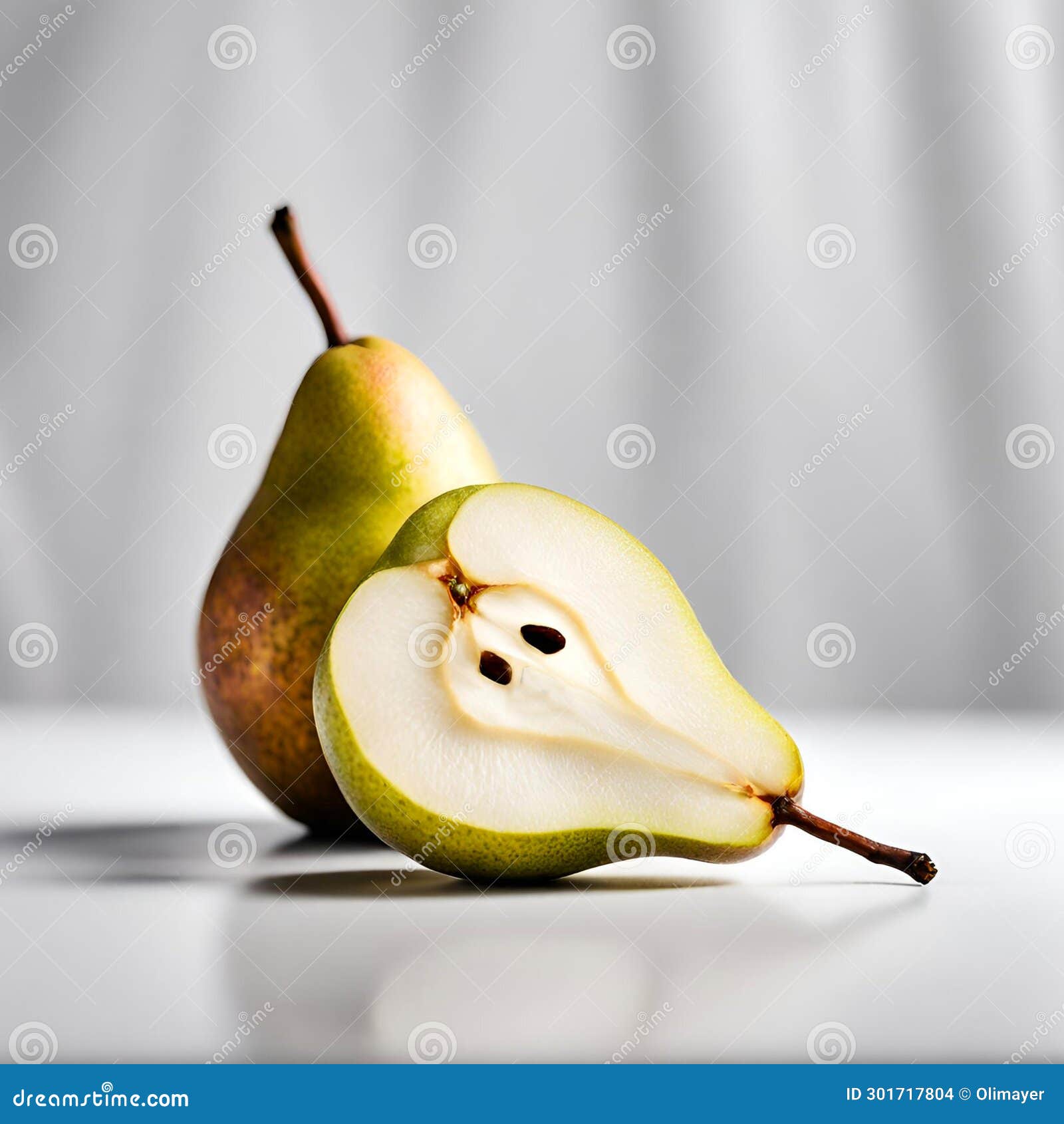Fresh Pear Fruit and a Half Isolated on White Background. Stock Photo ...