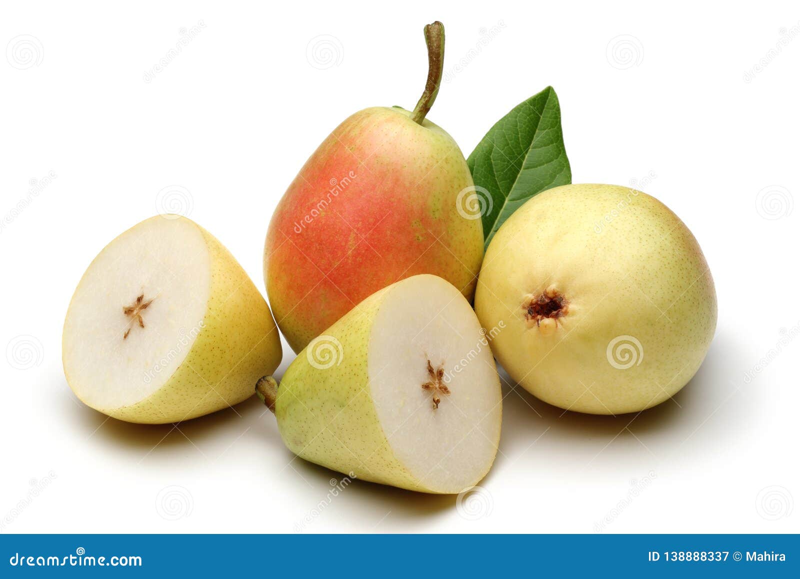 Fresh Pear and Leaf Isolated on White Stock Image - Image of healthy ...