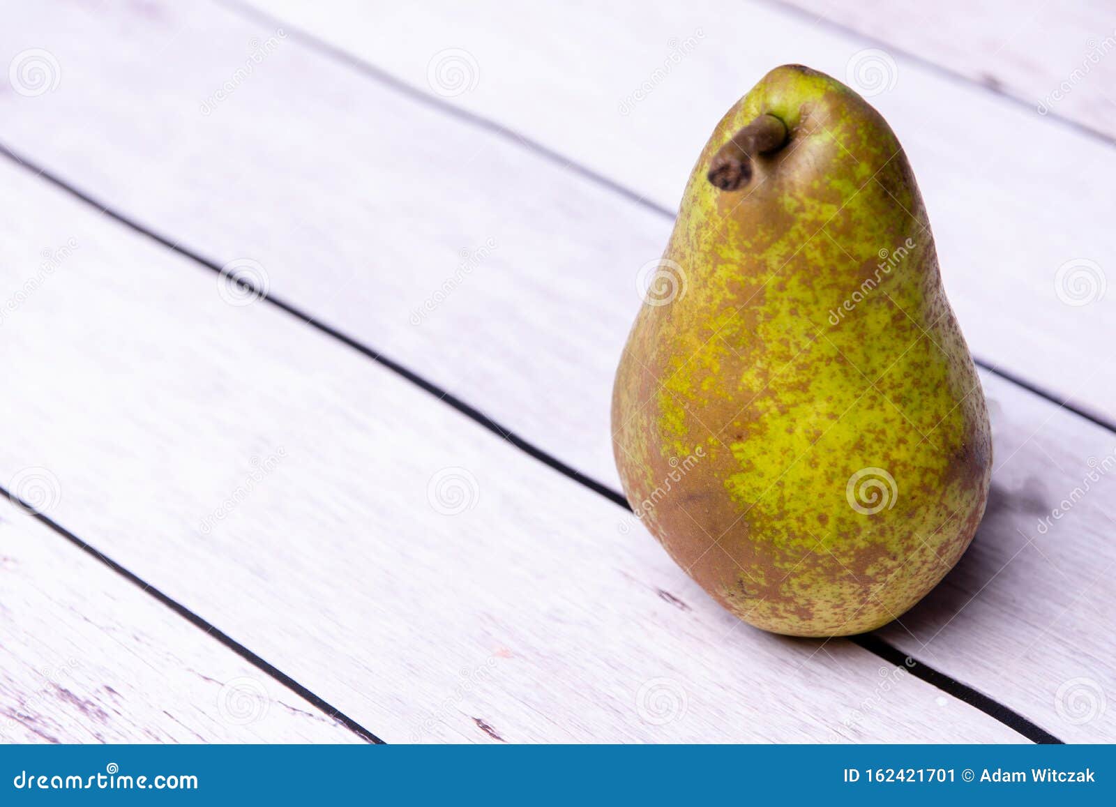 Fresh Pear Lying on a Wooden White Table Stock Image - Image of korean ...