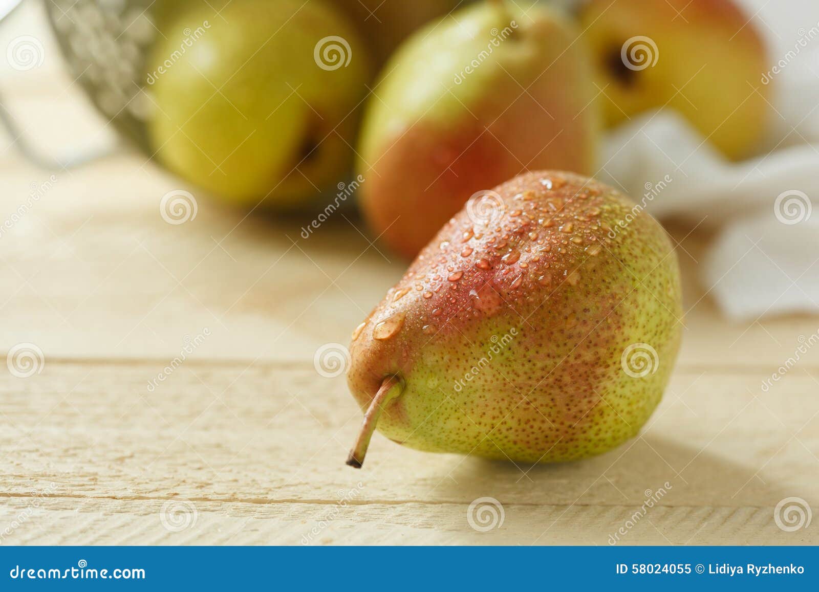 Fresh Pears on the Kitchen Table Stock Image - Image of closeup, eating ...