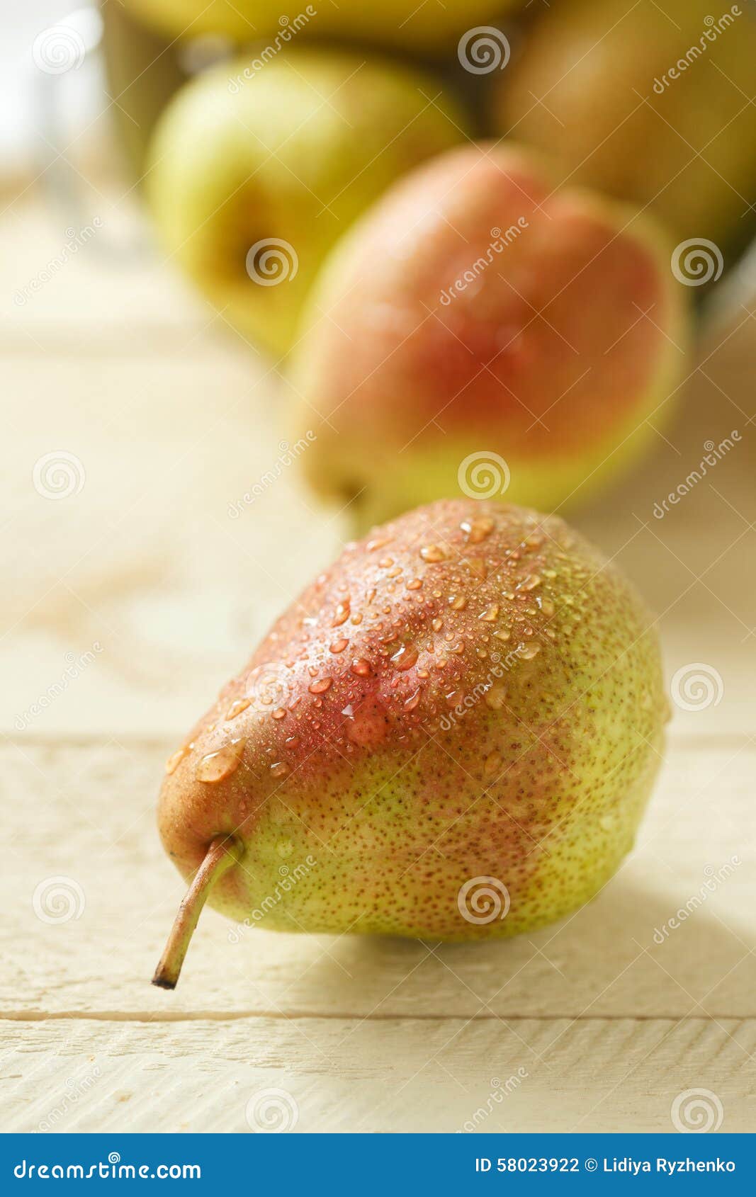 Fresh Pears on the Kitchen Table Stock Photo - Image of food, ripe ...