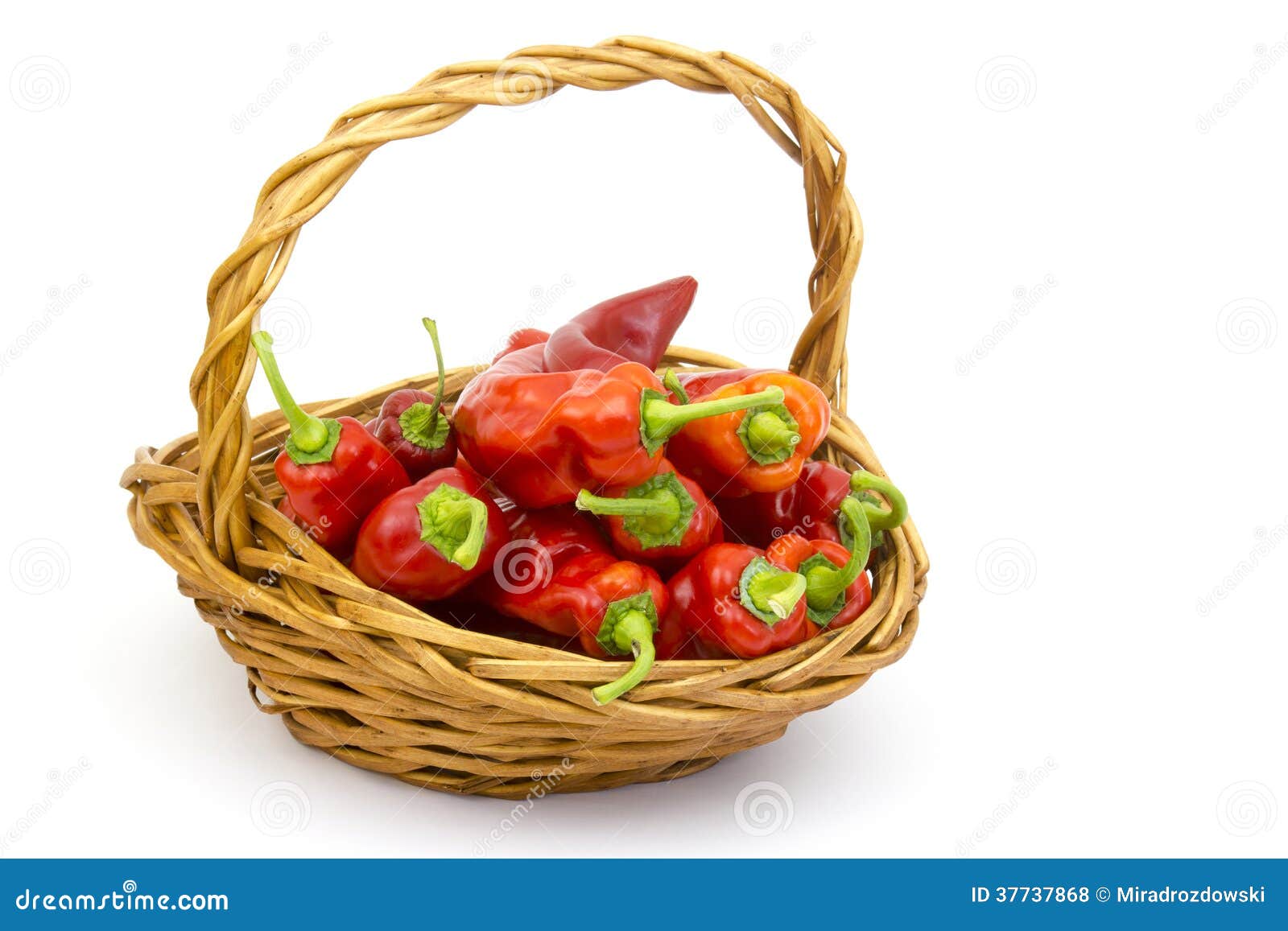 Fresh peppers in a basket stock photo. Image of closeup - 37737868