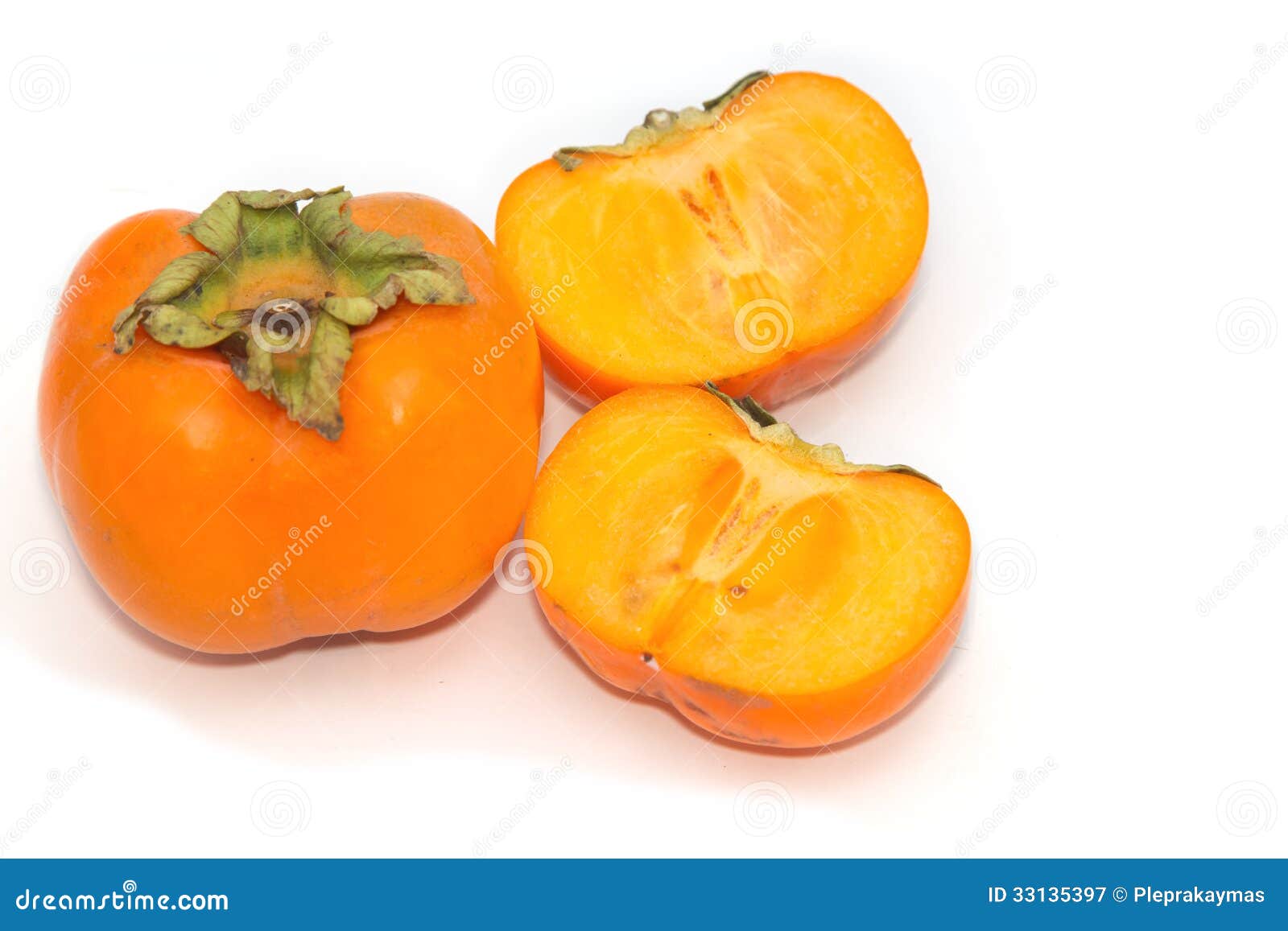 Fresh Persimmon Fruit Slice Isolate Stock Image - Image of autumn ...