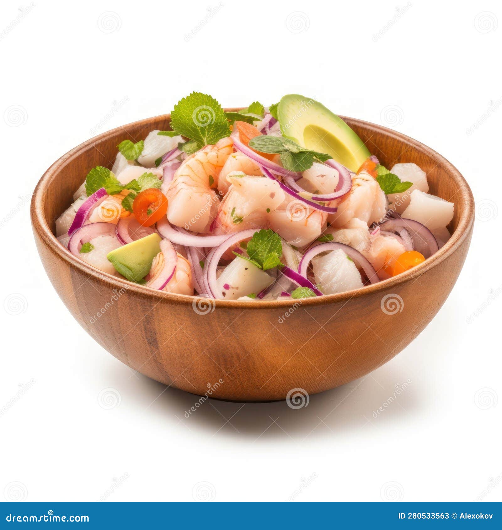 Fresh Peruvian Ceviche in a Bowl on White Background . Stock ...
