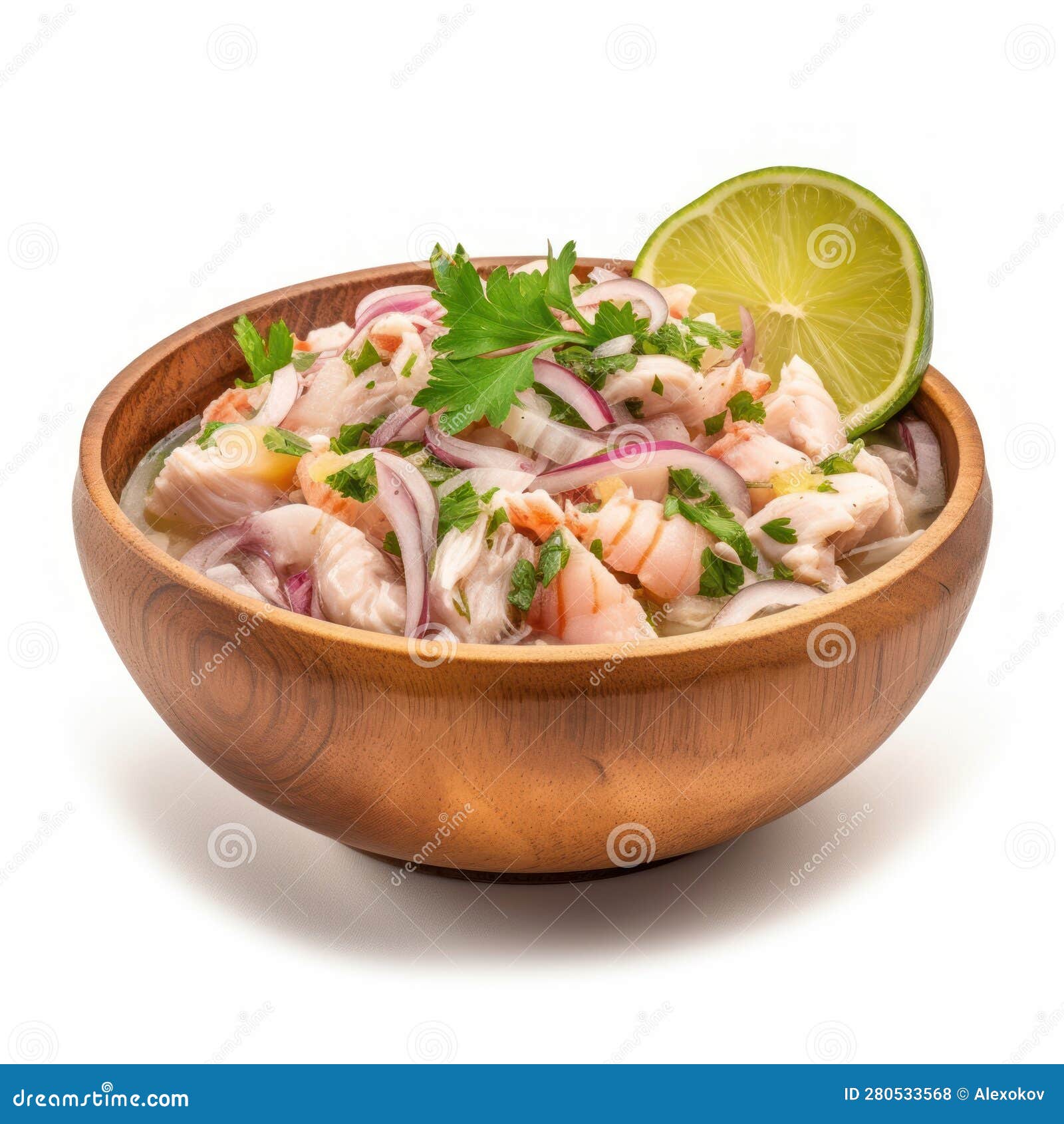 Fresh Peruvian Ceviche in a Bowl on White Background . Stock ...