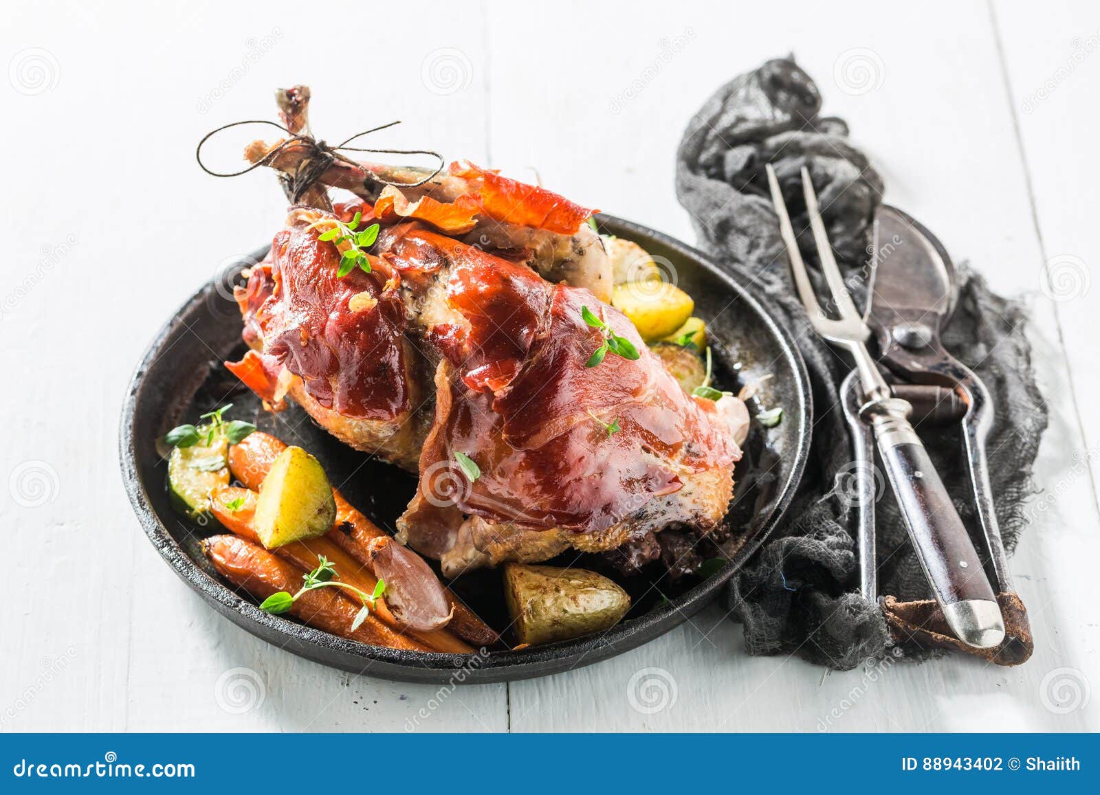 Fresh Pheasant with Bacon and Vegetables and Spices Stock Photo - Image ...