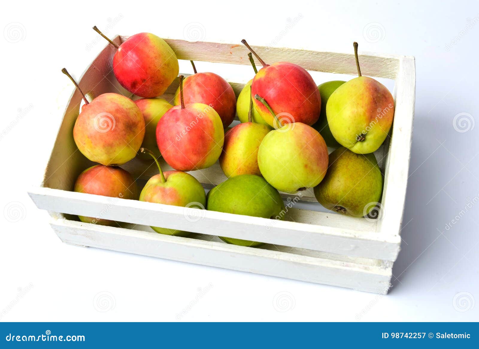 Fresh Picked Apples in a Wooden Box Stock Image - Image of green ...