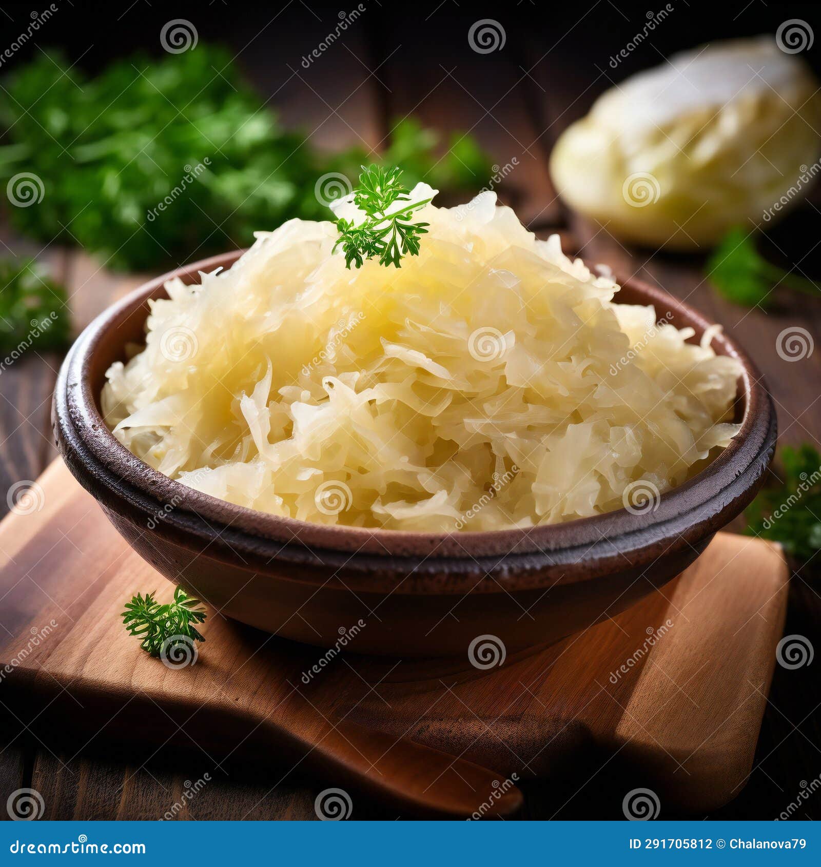 Fresh Pickled Cabbage (german Sauerkraut) with Ingredients in Bowl ...