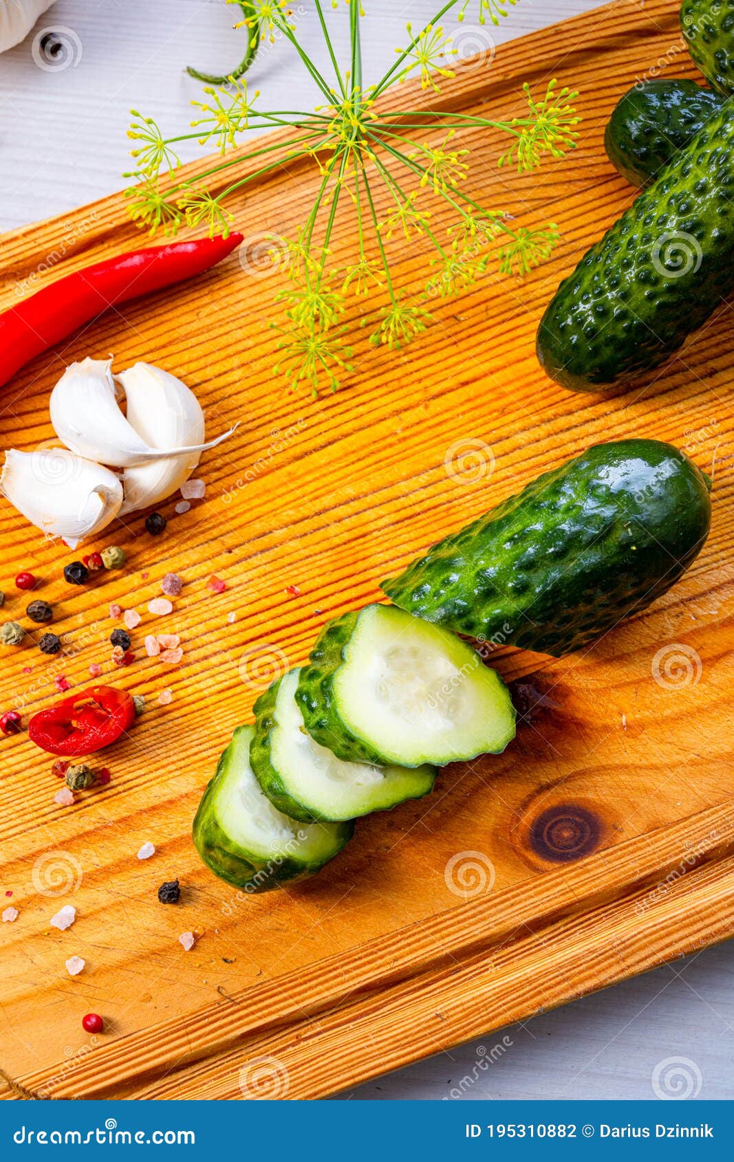 Fresh Pickled Cucumber with Garlic, Polish Malosolne Stock Photo ...