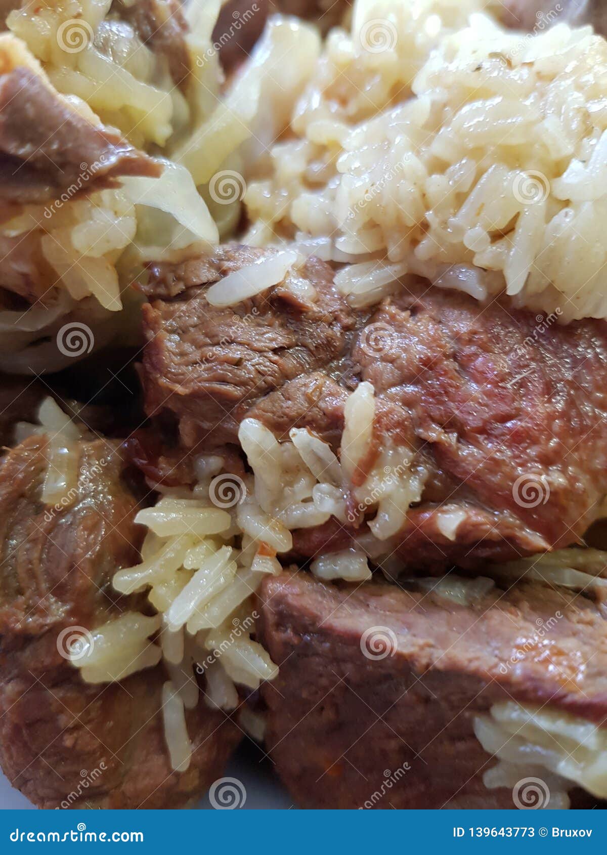 Fresh pilaf with meat stock image. Image of pilaf, vegetables - 139643773