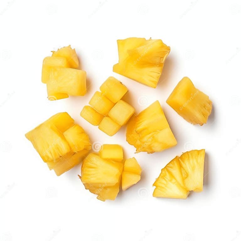 Fresh Pineapple Chunks Isolated on White Background for Healthy ...